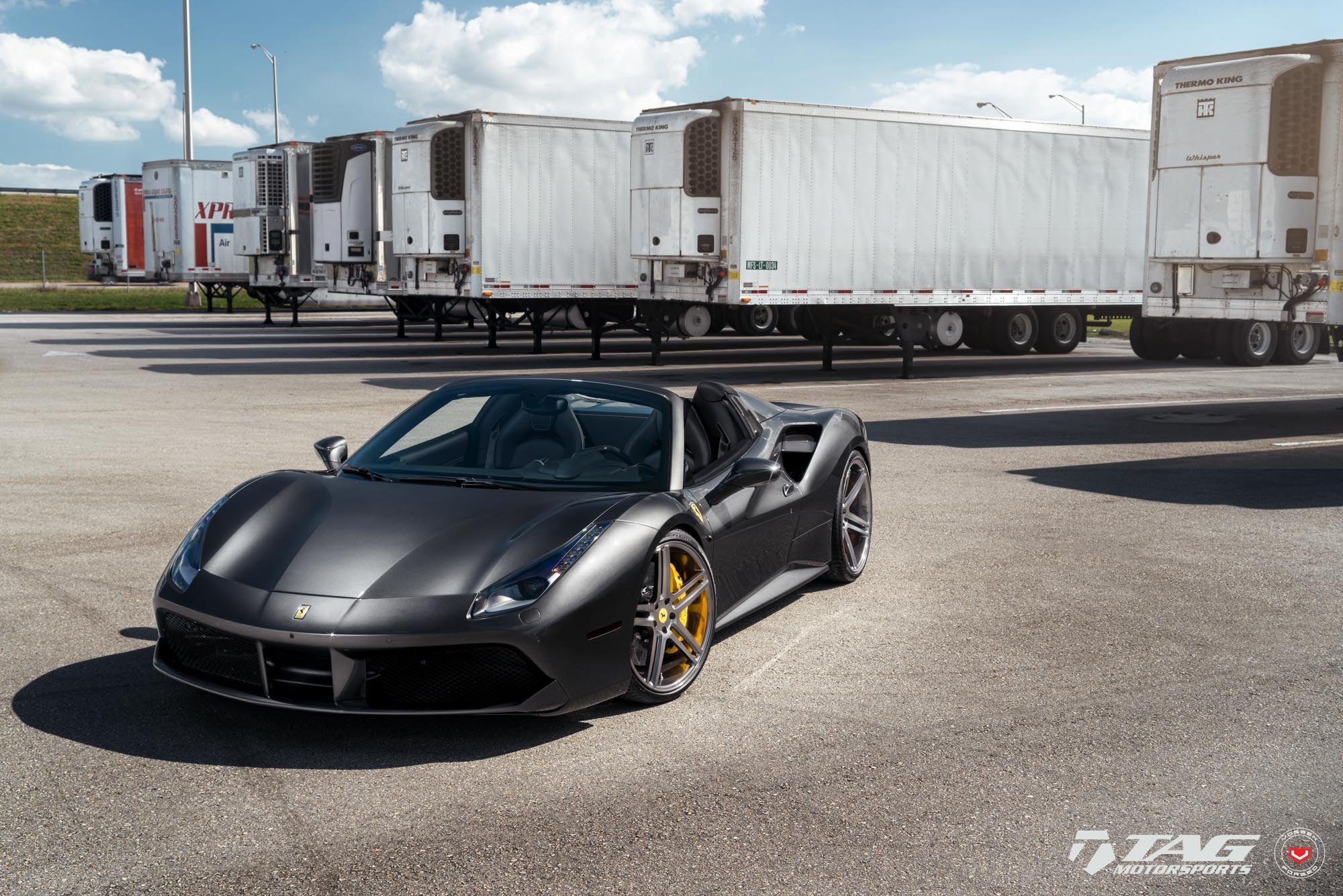 Matte Black Ferrari 488 with Vossen Wheels And Yellow Brakes | CARiD ...