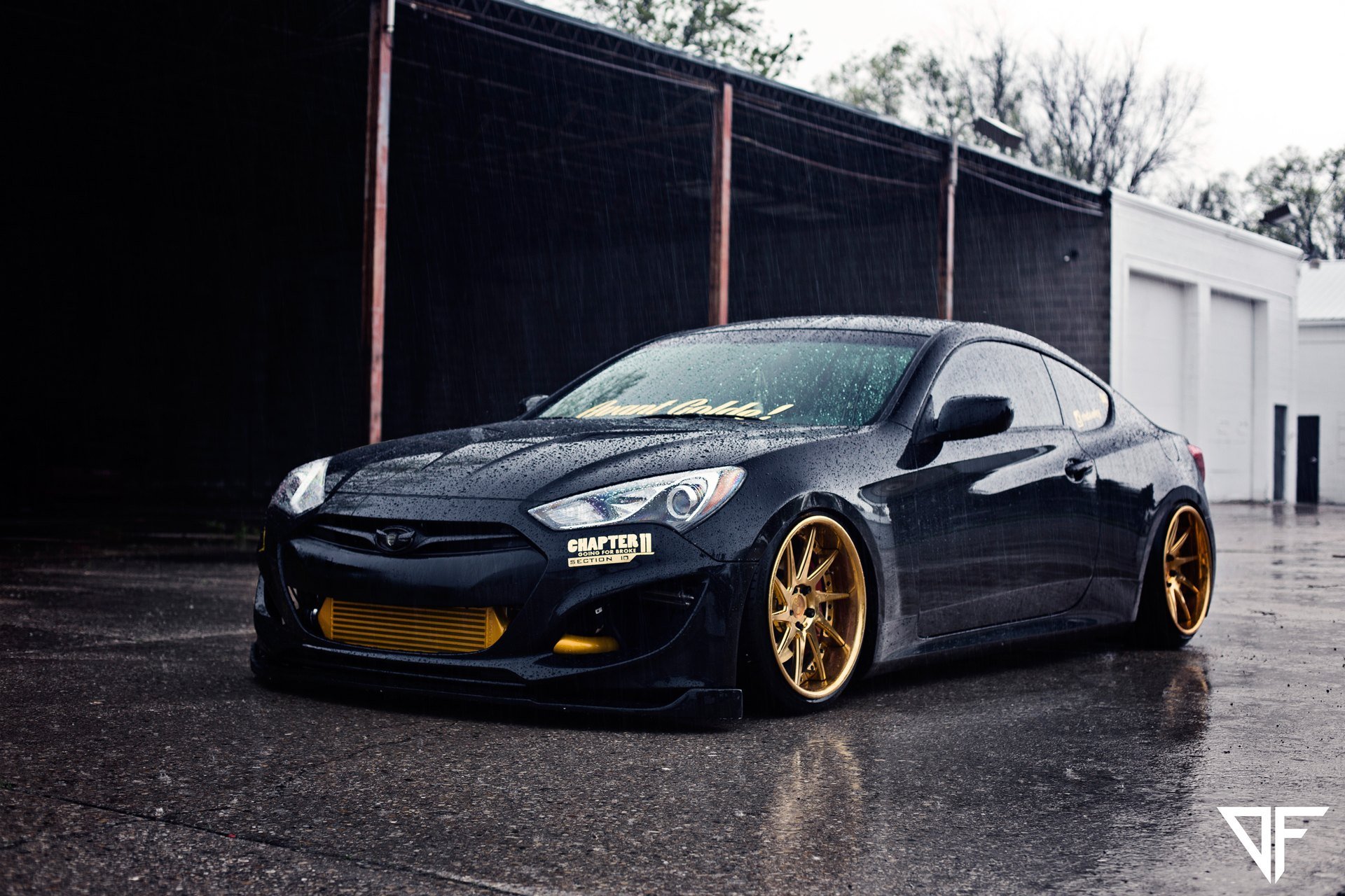 Stanced Genesis Coupe on Gold Custom Wheels by Avant Garde | CARiD.com ...