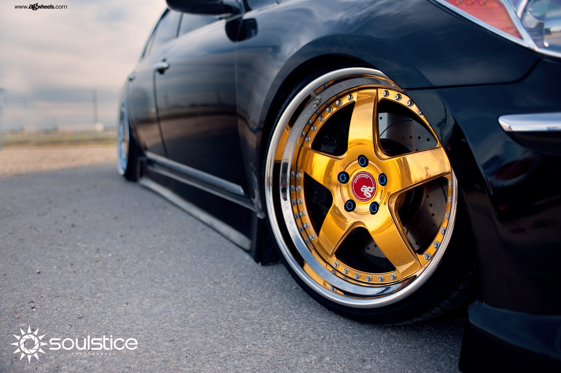 Dramatic Look of Black Stanced Hyundai Genesis on Gold Rims | CARiD.com ...