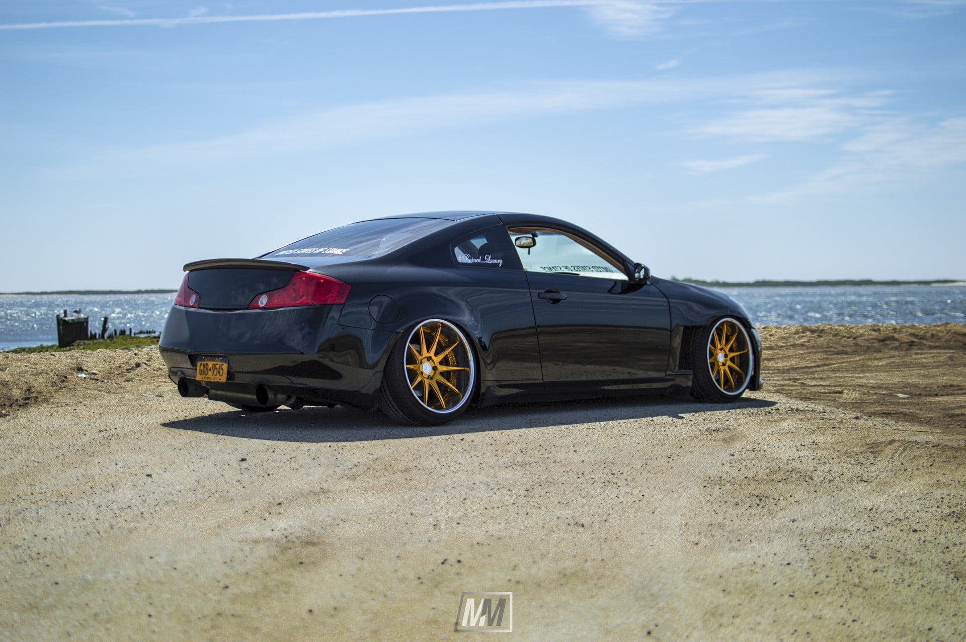 Black Infiniti G35 Screaming of Luxury with Gold Avant Garde Rims ...