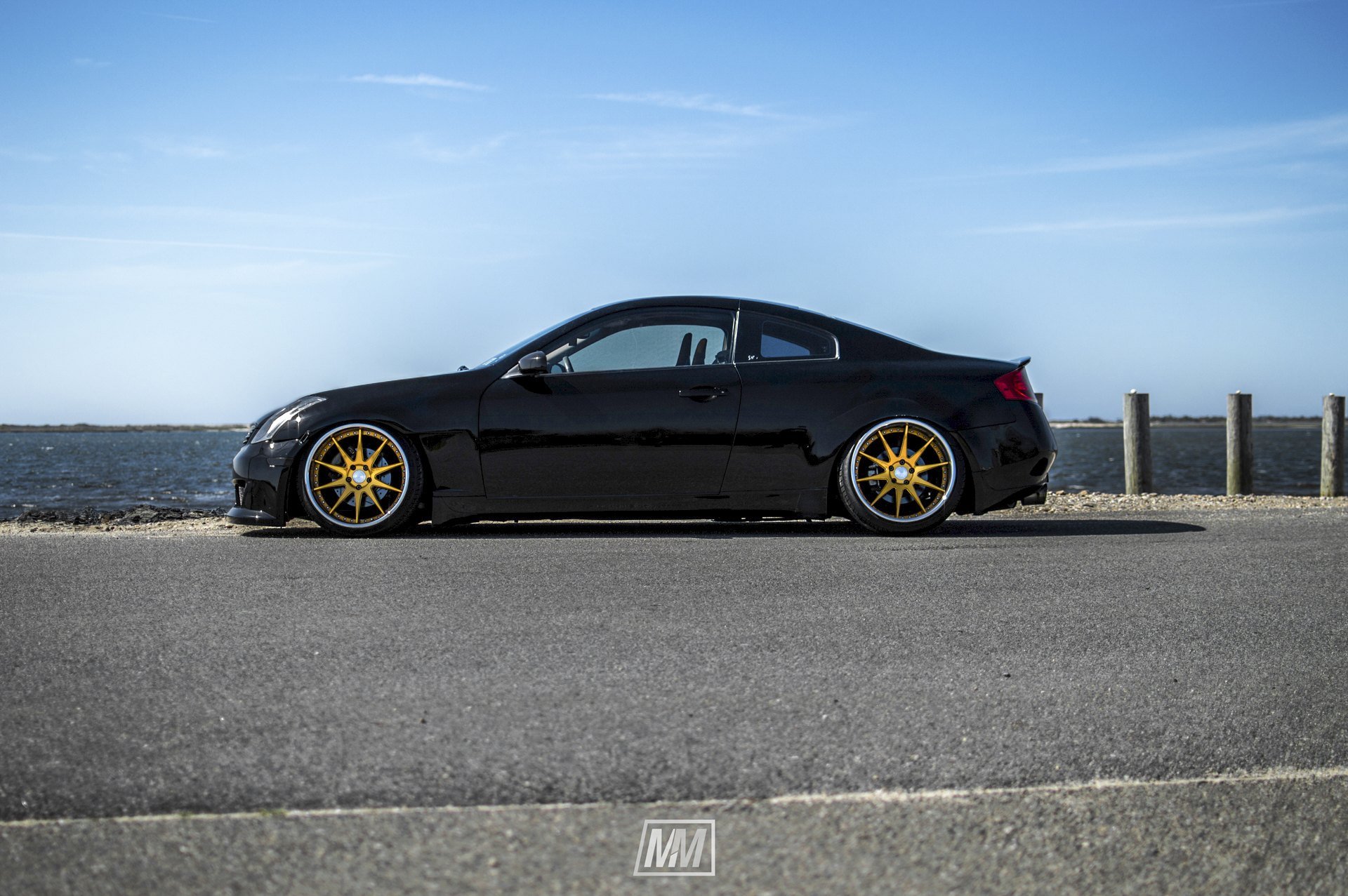 Black Infiniti G35 Screaming of Luxury with Gold Avant Garde Rims ...