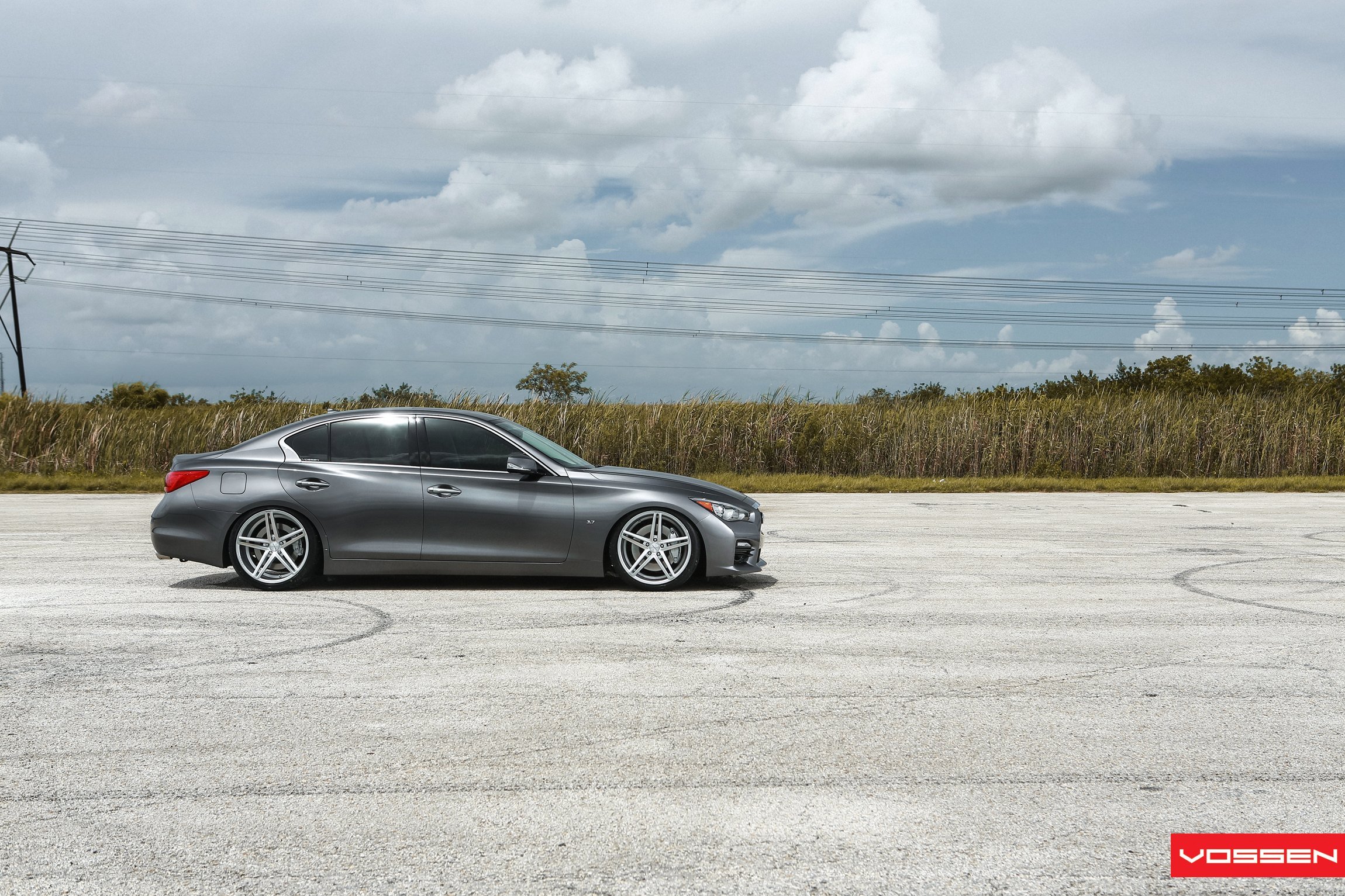 Classy Custom Gray Metallic Infiniti Q50 Put on Vossen Rims | CARiD.com ...