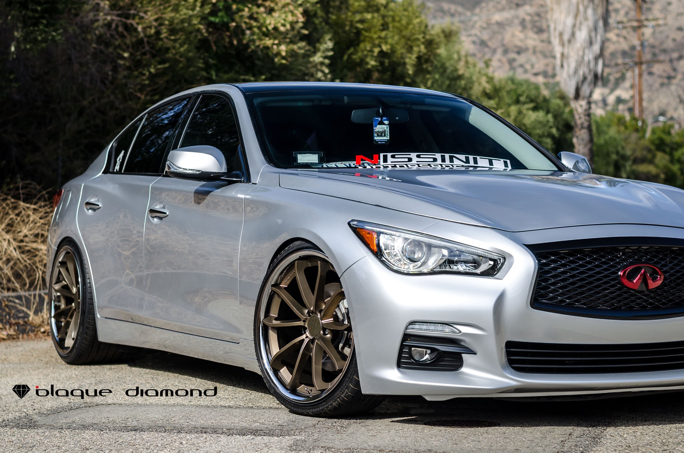 Exclusive Face of Silver Infiniti Q50 with Custom Grille and Emblem ...