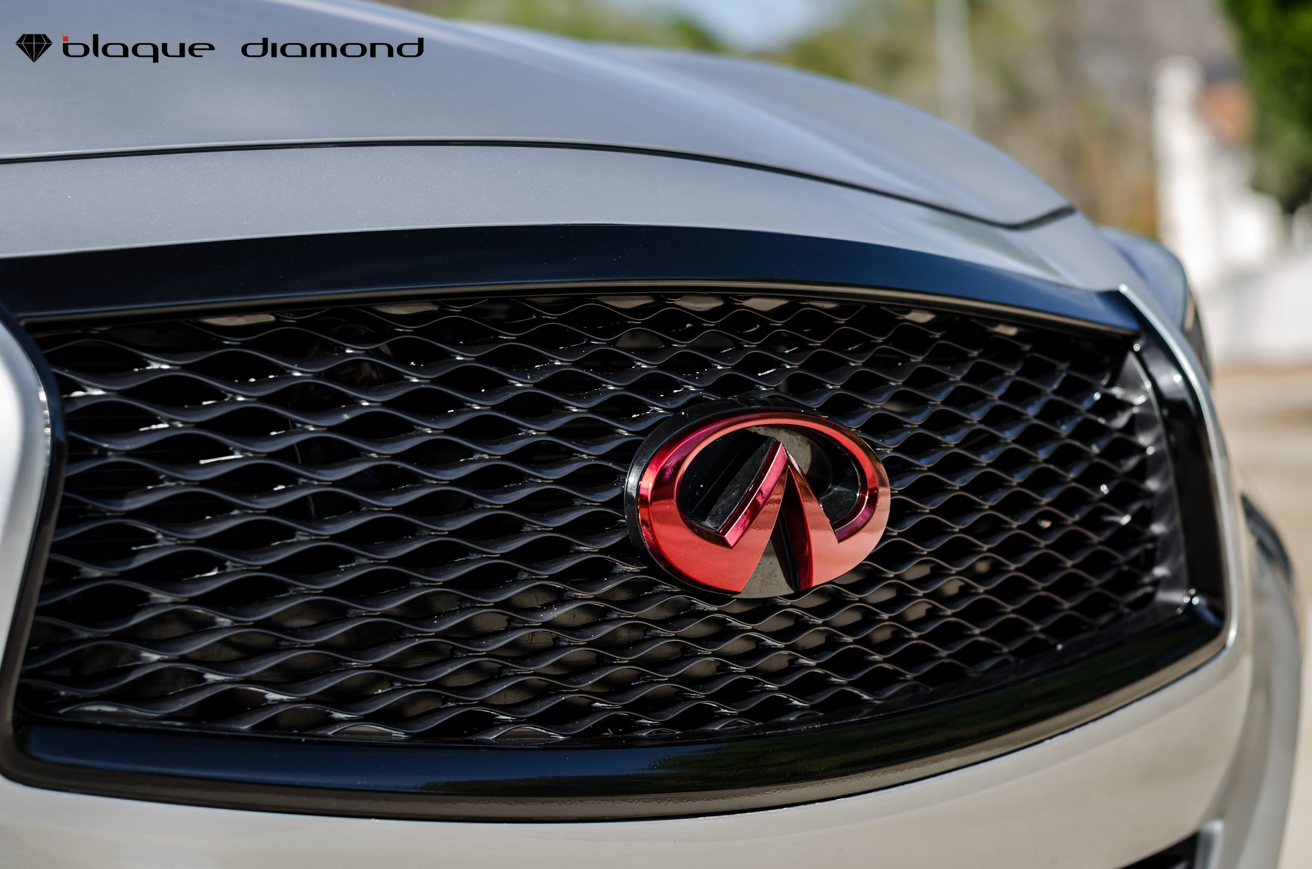 Exclusive Face of Silver Infiniti Q50 with Custom Grille and Emblem ...