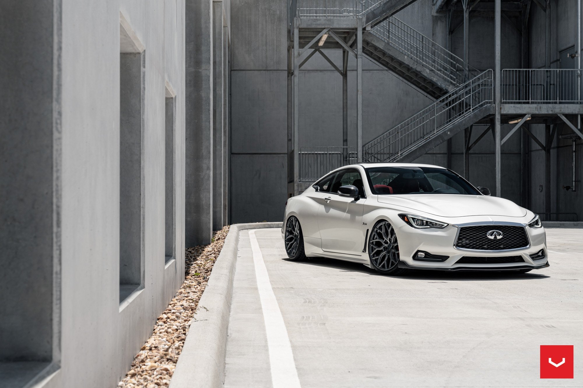 Accurate Transformation: White Infiniti Q60 on Elegant Vossen Rims ...