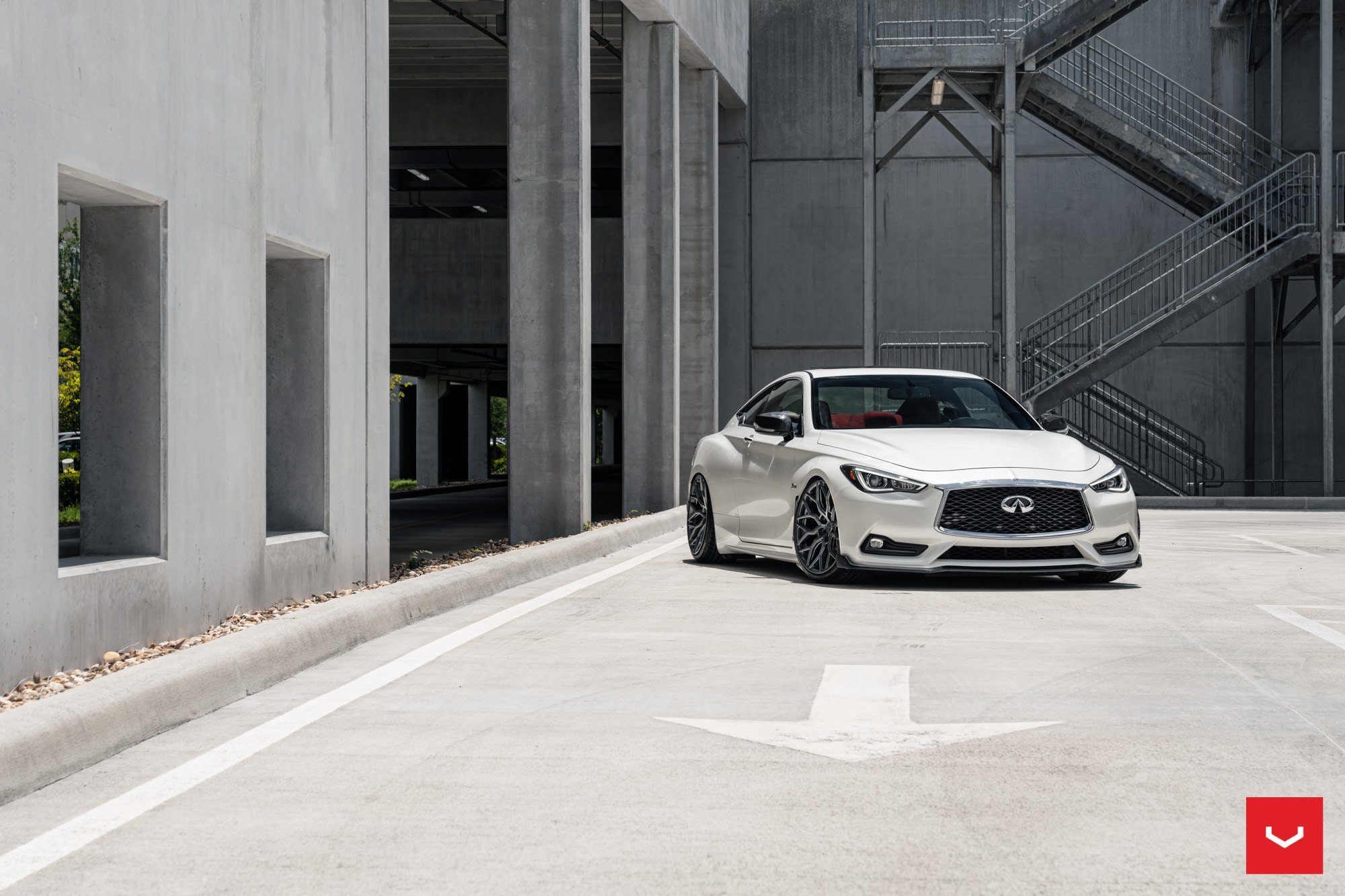 Accurate Transformation: White Infiniti Q60 on Elegant Vossen Rims ...