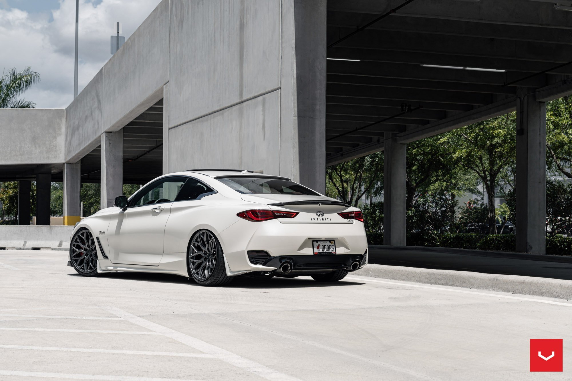 Accurate Transformation: White Infiniti Q60 on Elegant Vossen Rims ...