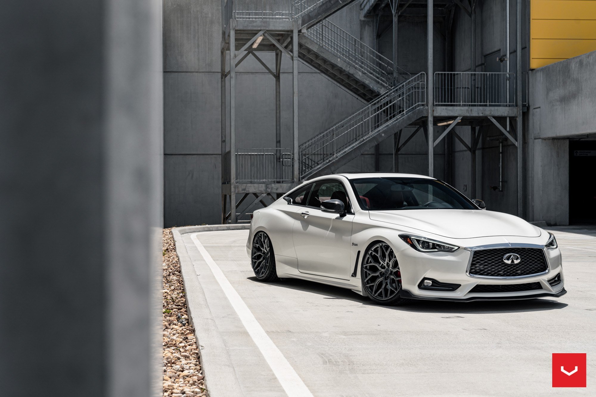 Accurate Transformation: White Infiniti Q60 on Elegant Vossen Rims ...