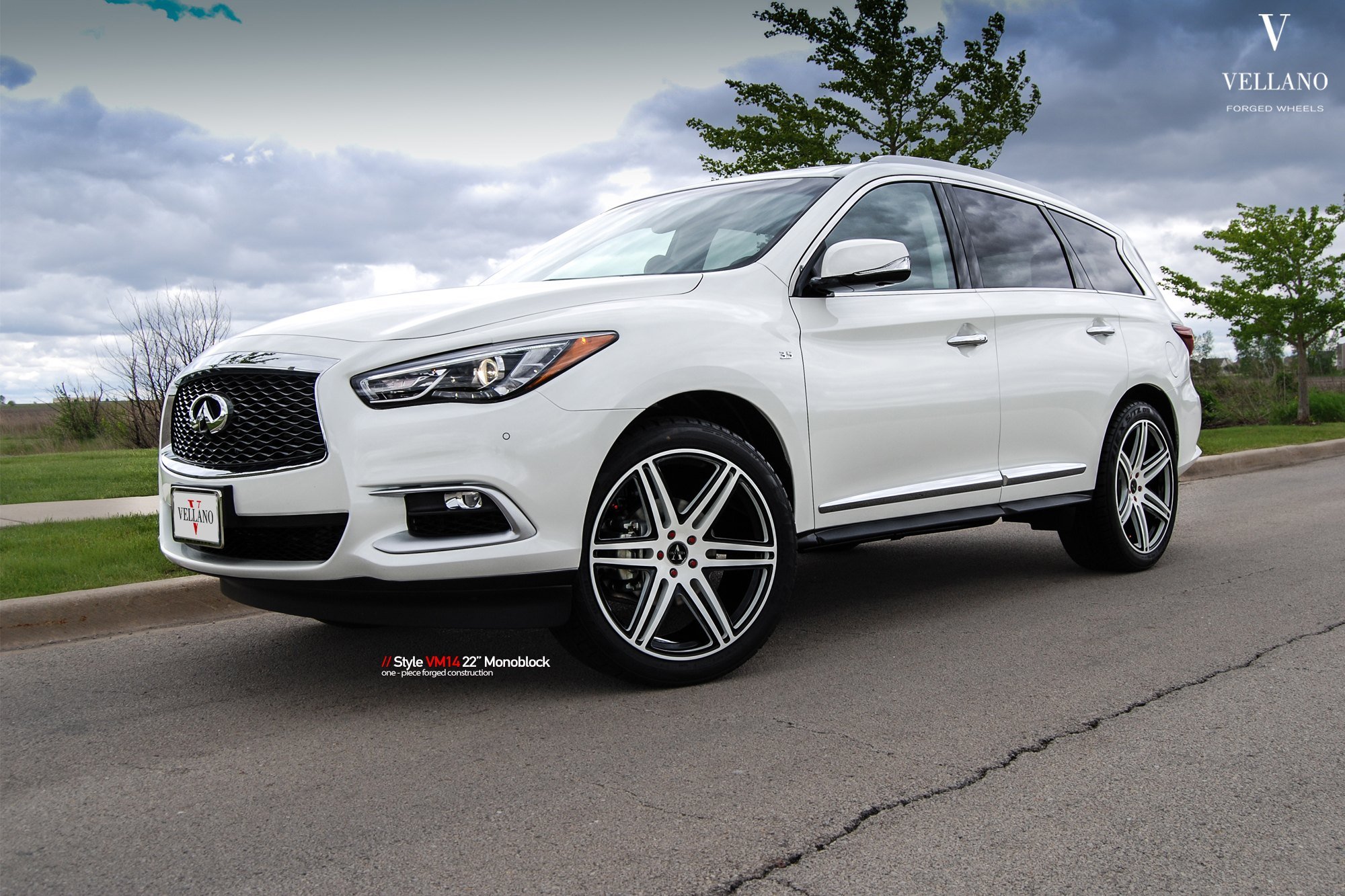 Imposing White Infiniti QX60 on 6 Spoke Split Wheels | CARiD.com Gallery