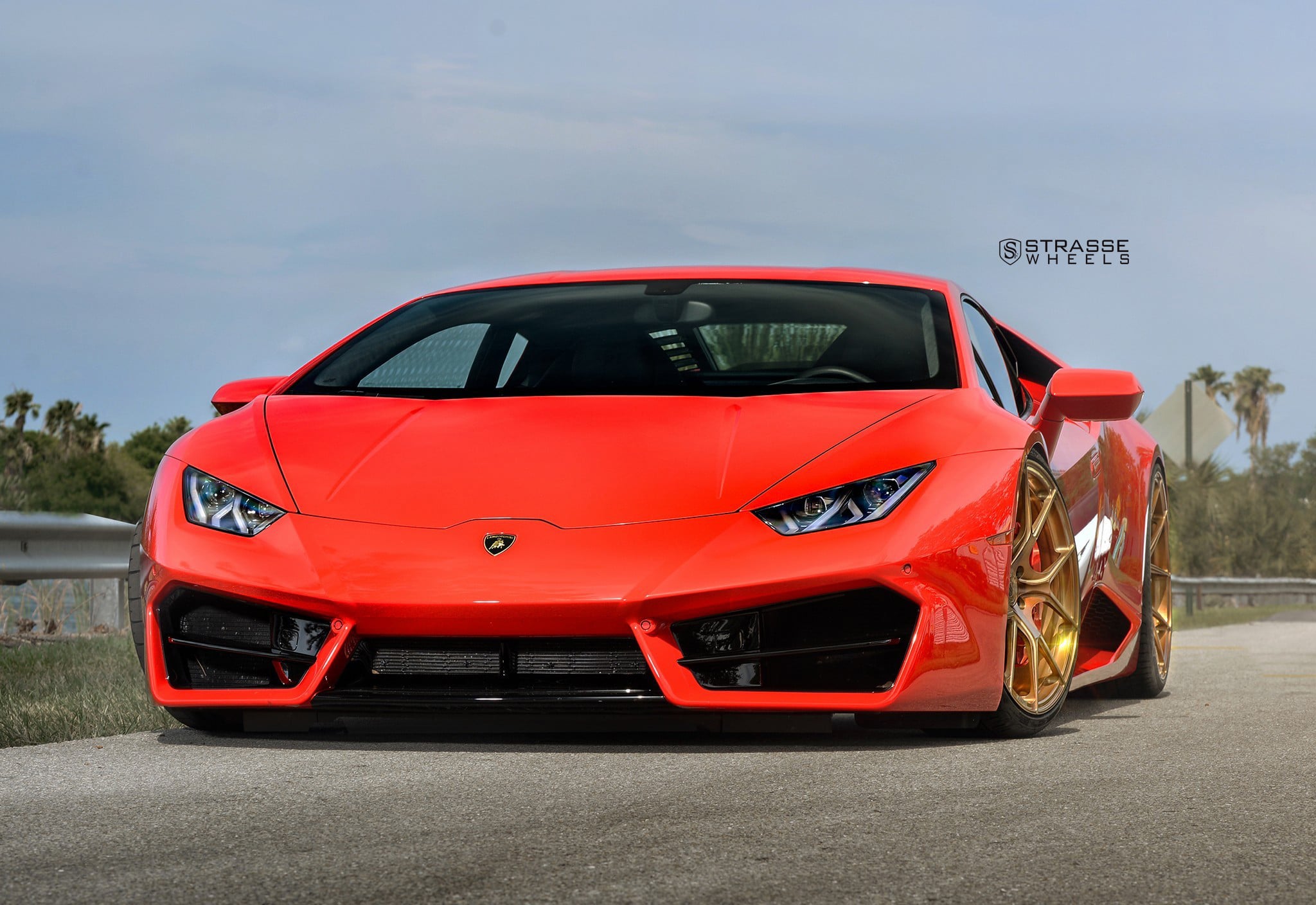 Exotic Colors Detected Brushed Bronze Strasse Rims On Red Lamborghini