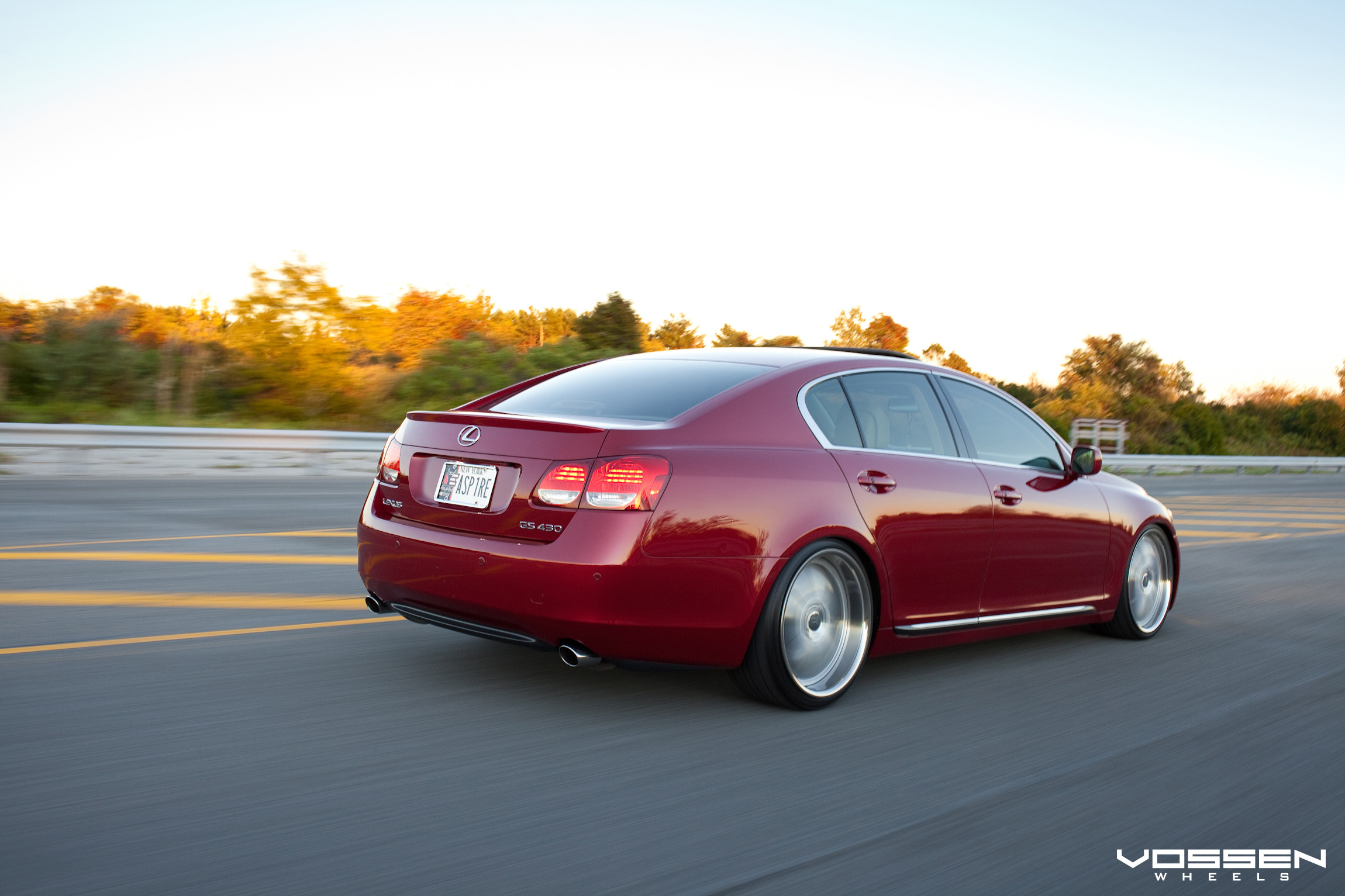 Cherry Red Lexus GS Enriched by Vossen Rims With Mirror Polished Lips ...