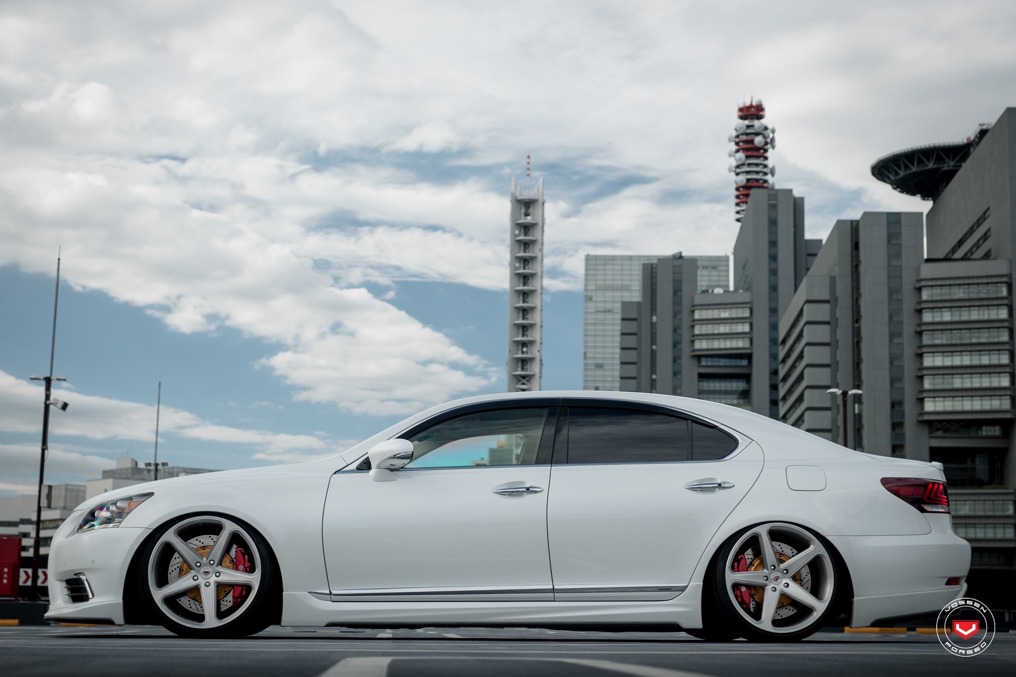 White Pearl Lexus LS Sitting on Vossen Wheels with Red Brakes | CARiD ...
