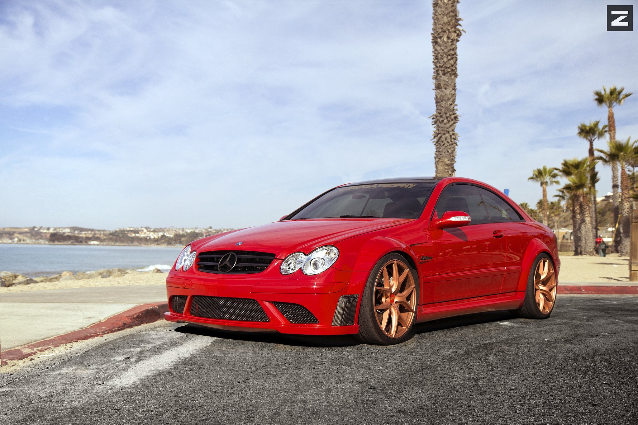 Eye-Catching Red Mercedes CLK Class on Bronze Bottoms | CARiD.com Gallery
