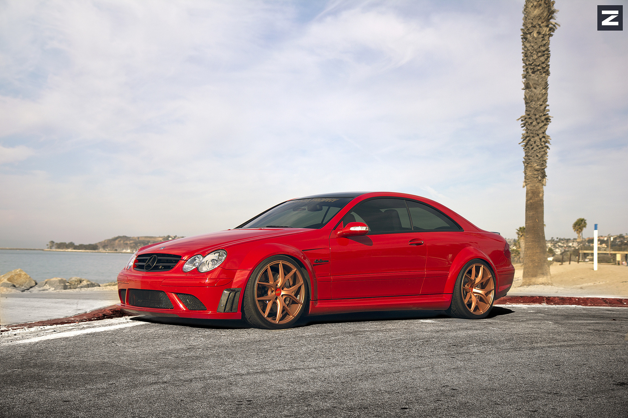 Eye-Catching Red Mercedes CLK Class on Bronze Bottoms | CARiD.com Gallery