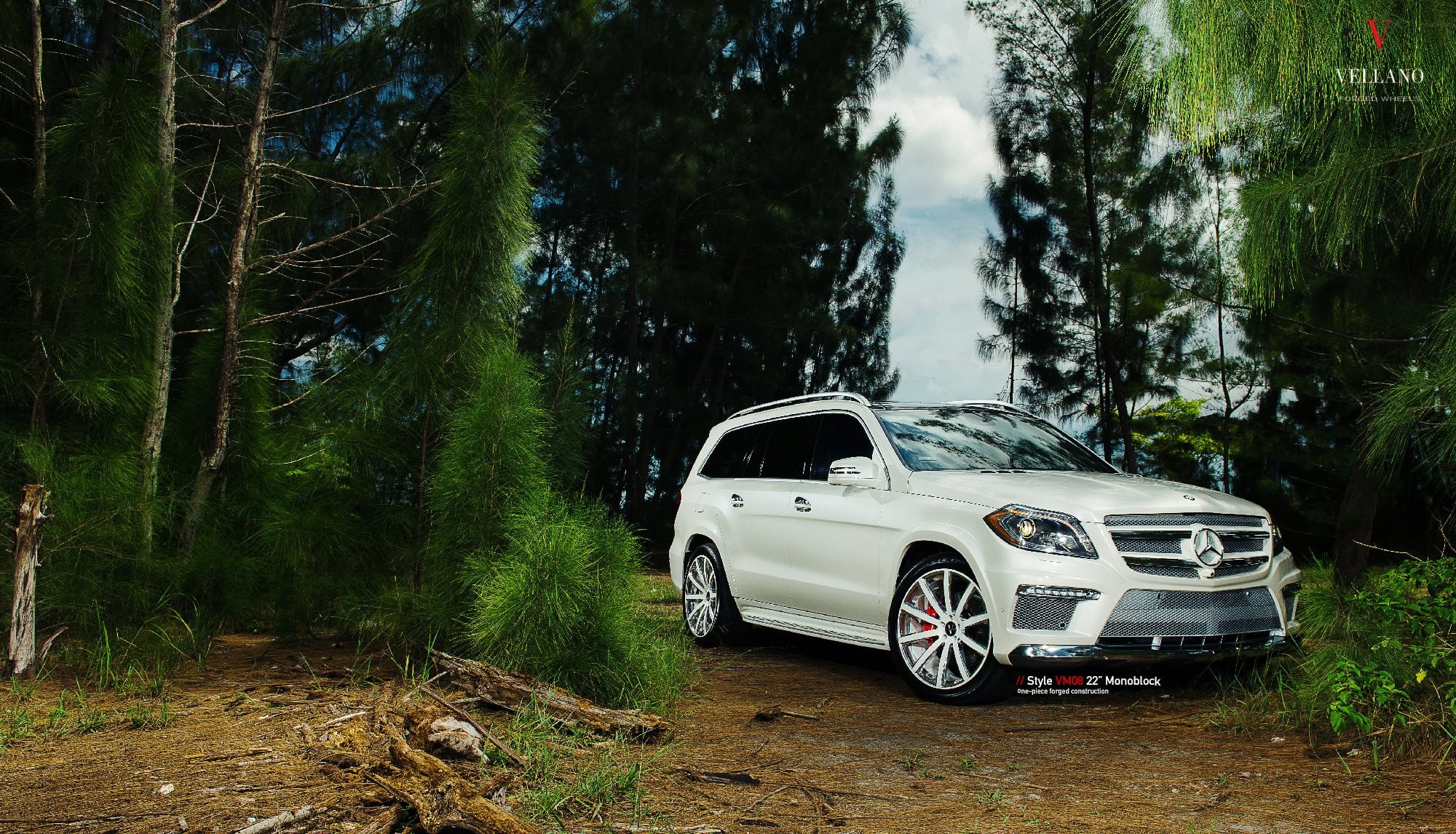 Luxurious White Mercedes GL Class on Vellano Wheels Wrapped in Pirelli ...