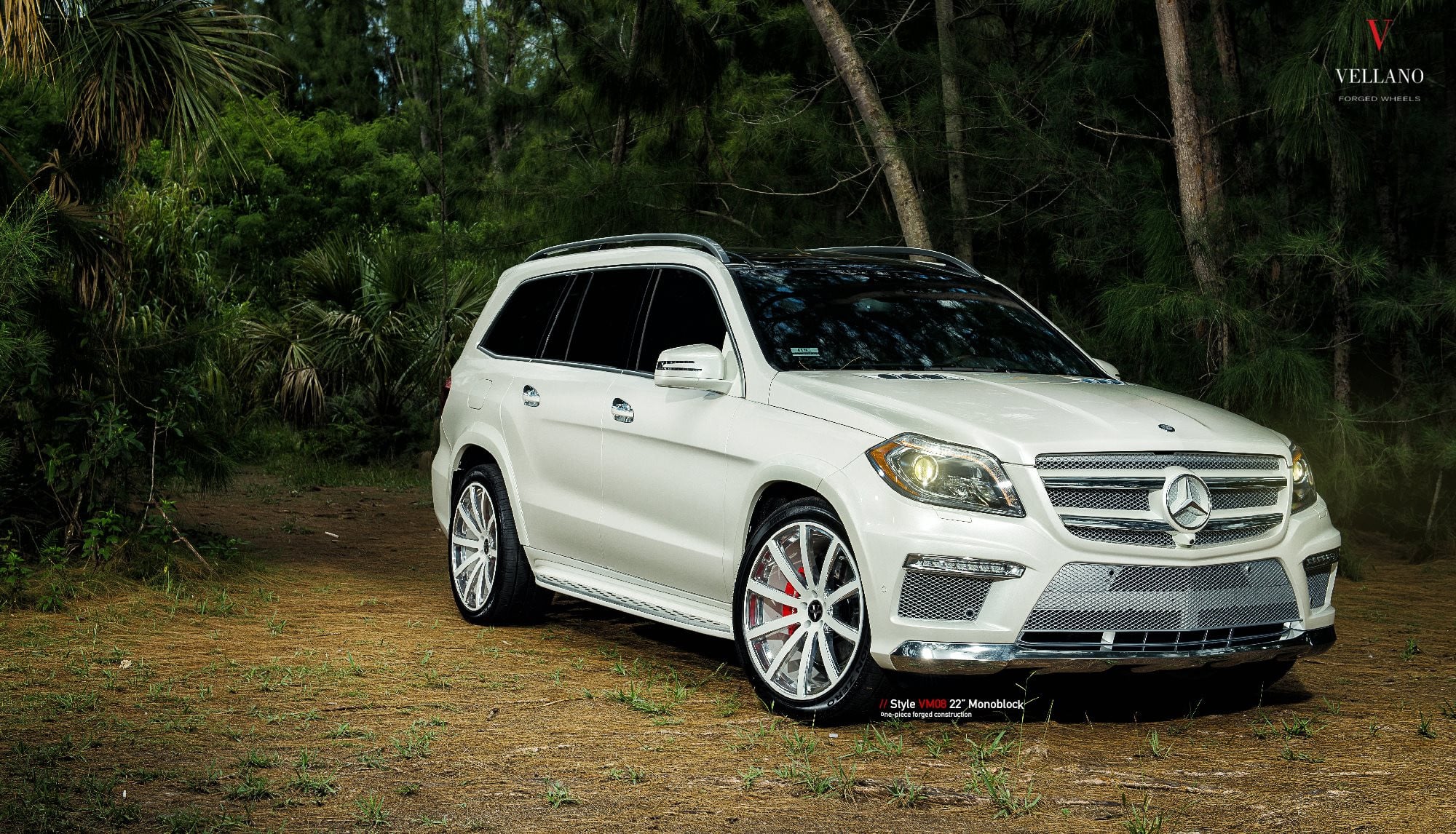 Luxurious White Mercedes GL Class on Vellano Wheels Wrapped in Pirelli ...
