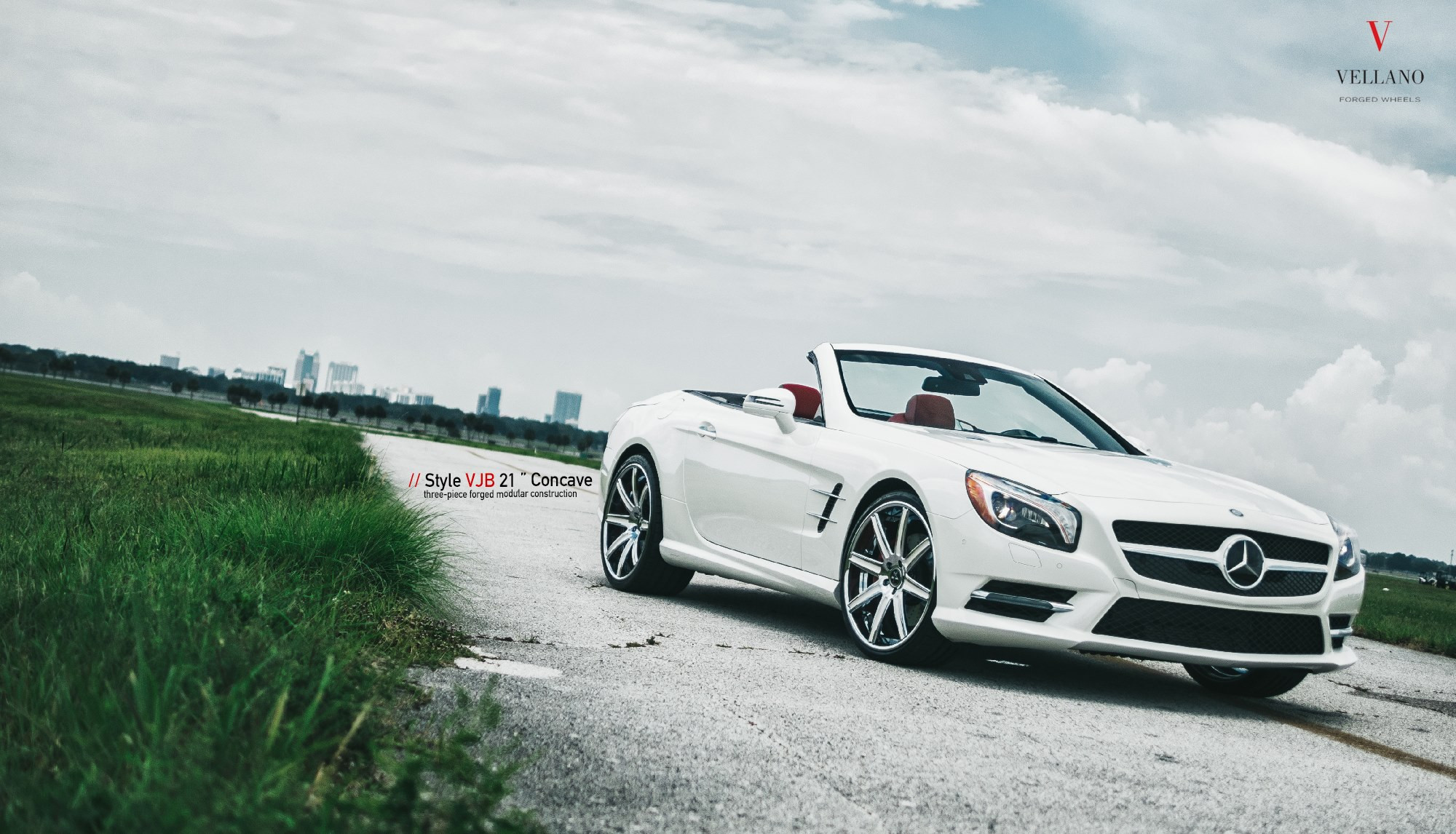 Sleek White Convertible Mercedes SL-Class Rolling on Vellano Rims ...
