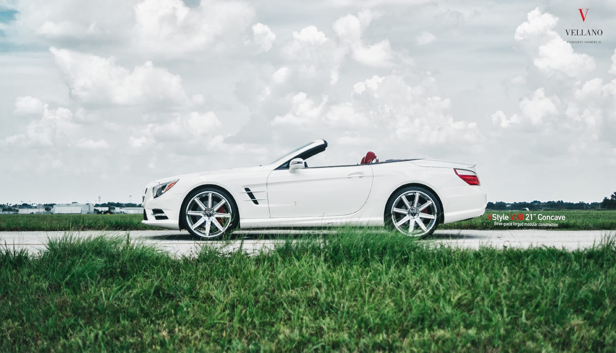 Sleek White Convertible Mercedes SL-Class Rolling on Vellano Rims ...