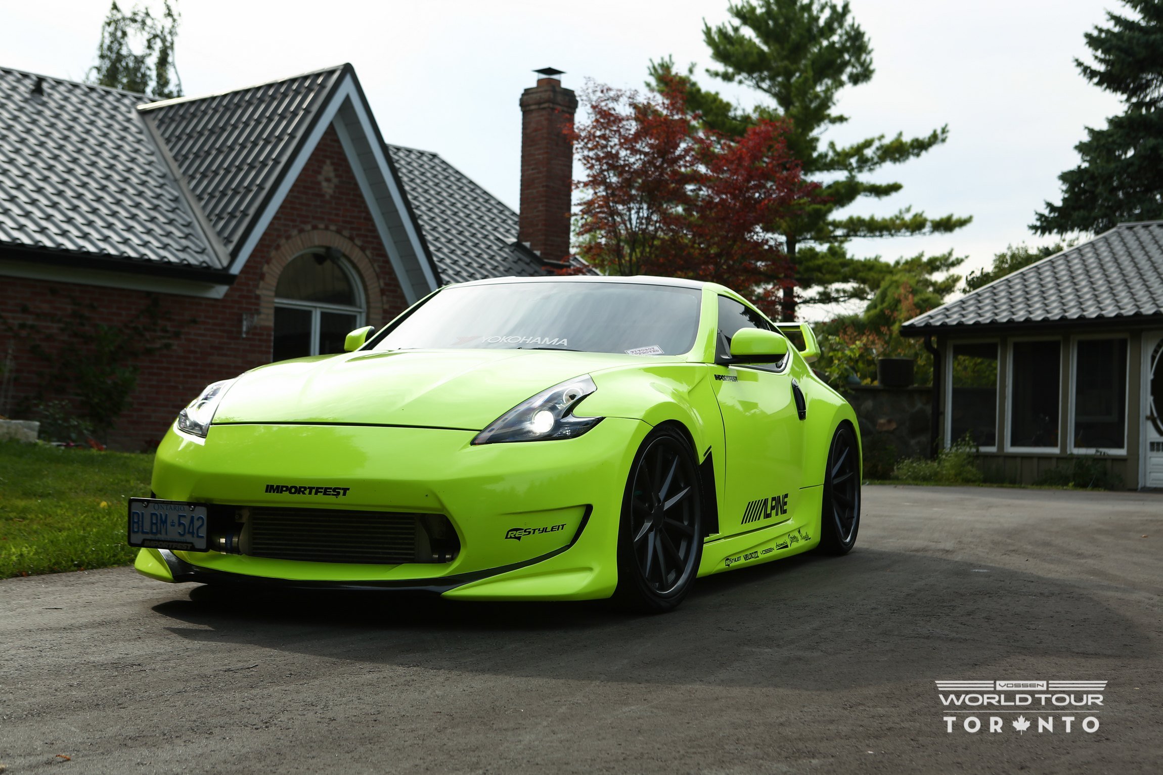 Visual Styling Tweaks on Neon Green Nissan 370Z Fitted With Vossen Rims ...