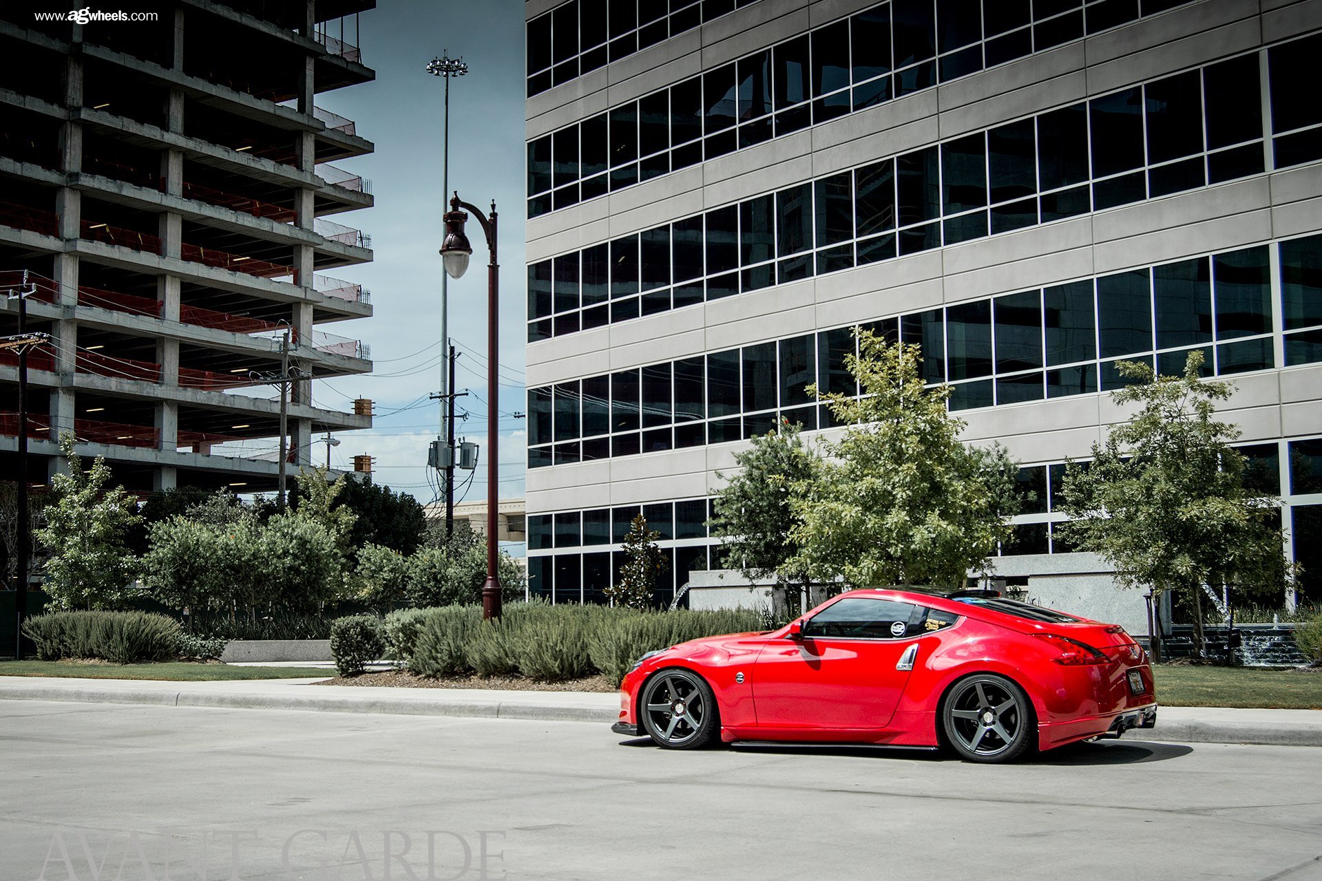 Red Nissan 370Z Gets Improved Lighting and Matte Black Avant Garde Rims ...