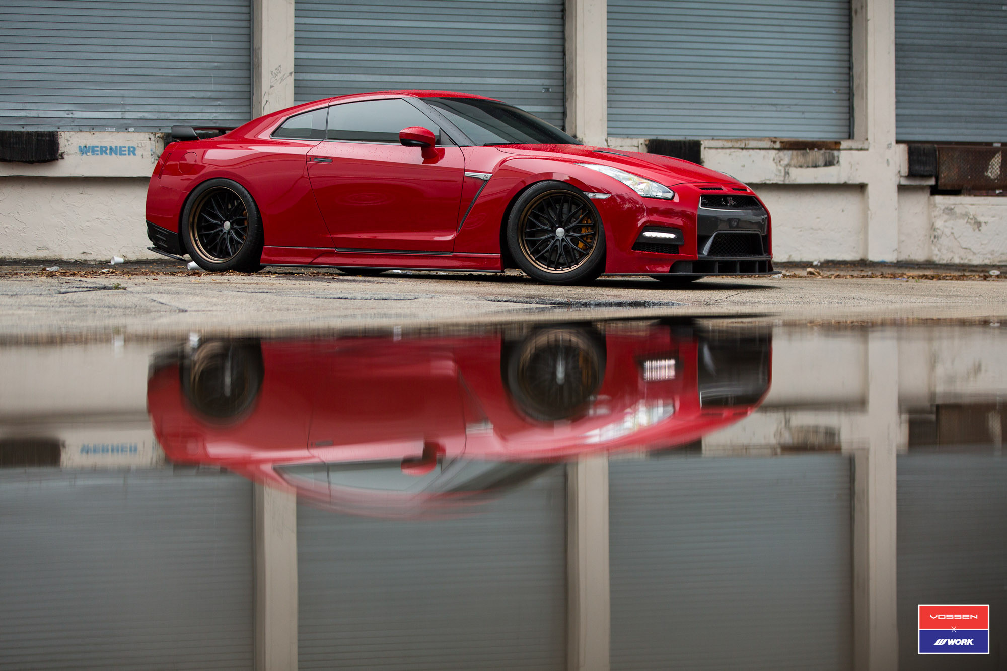 Red R35 GT-R on Limited Edition Vossen x Work Wheels | CARiD.com Gallery
