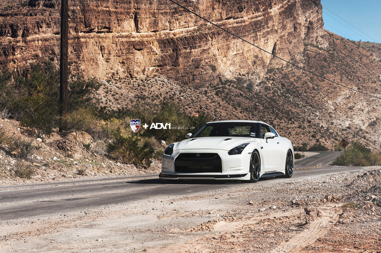 Jaw-Dropping White Nissan GT-R on Matte Black Wheels | CARiD.com Gallery