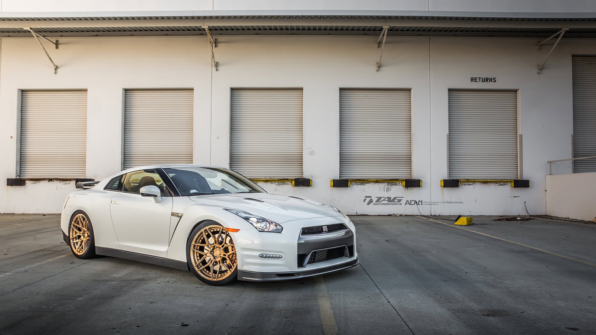 Matte Gold ADV1 Rims Give a Luxurious Presence to Customized White GT-R ...