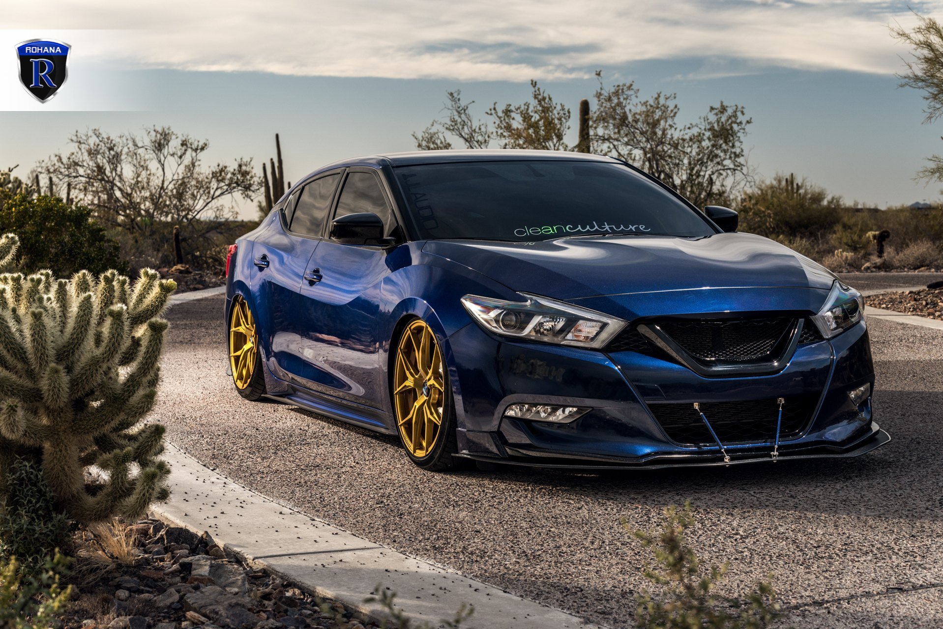 Gold Rohana Wheels Add a Touch of Luxury to Blue Nissan Maxima | CARiD ...