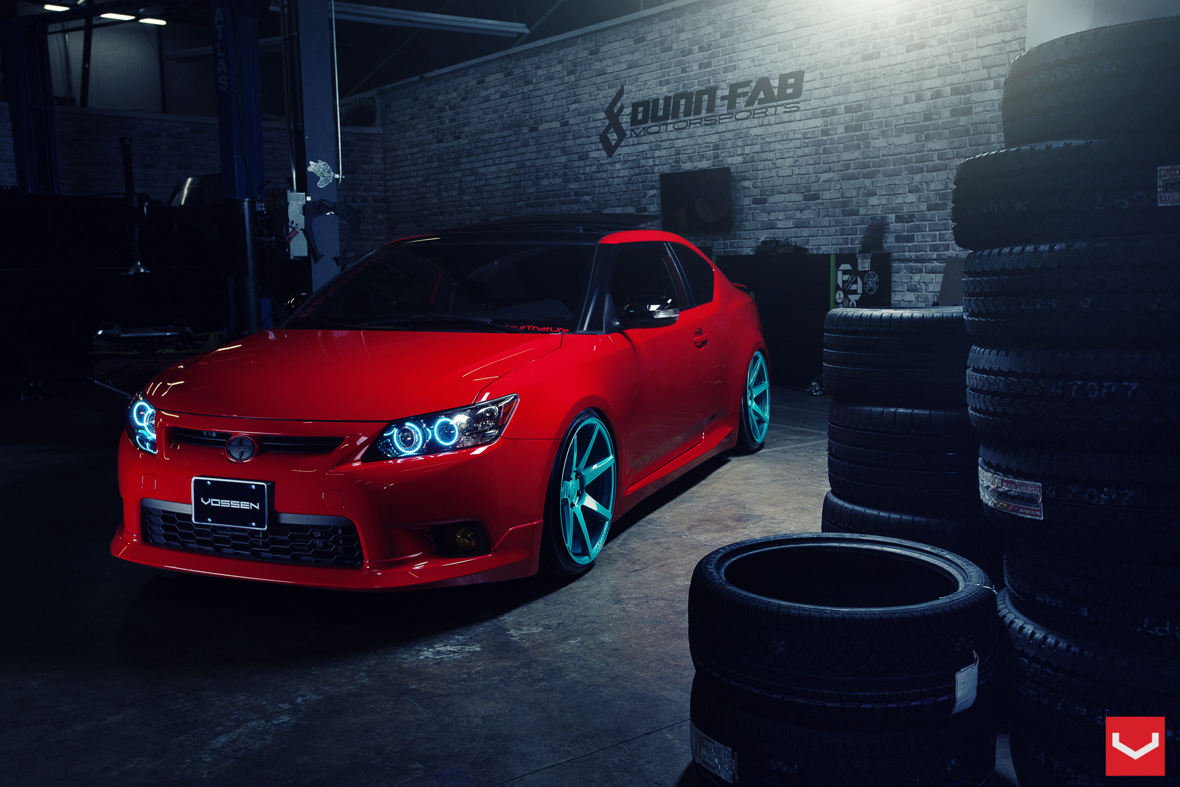 Extraordinary Color Solution: Red Scion TC on Custom Blue Wheels ...