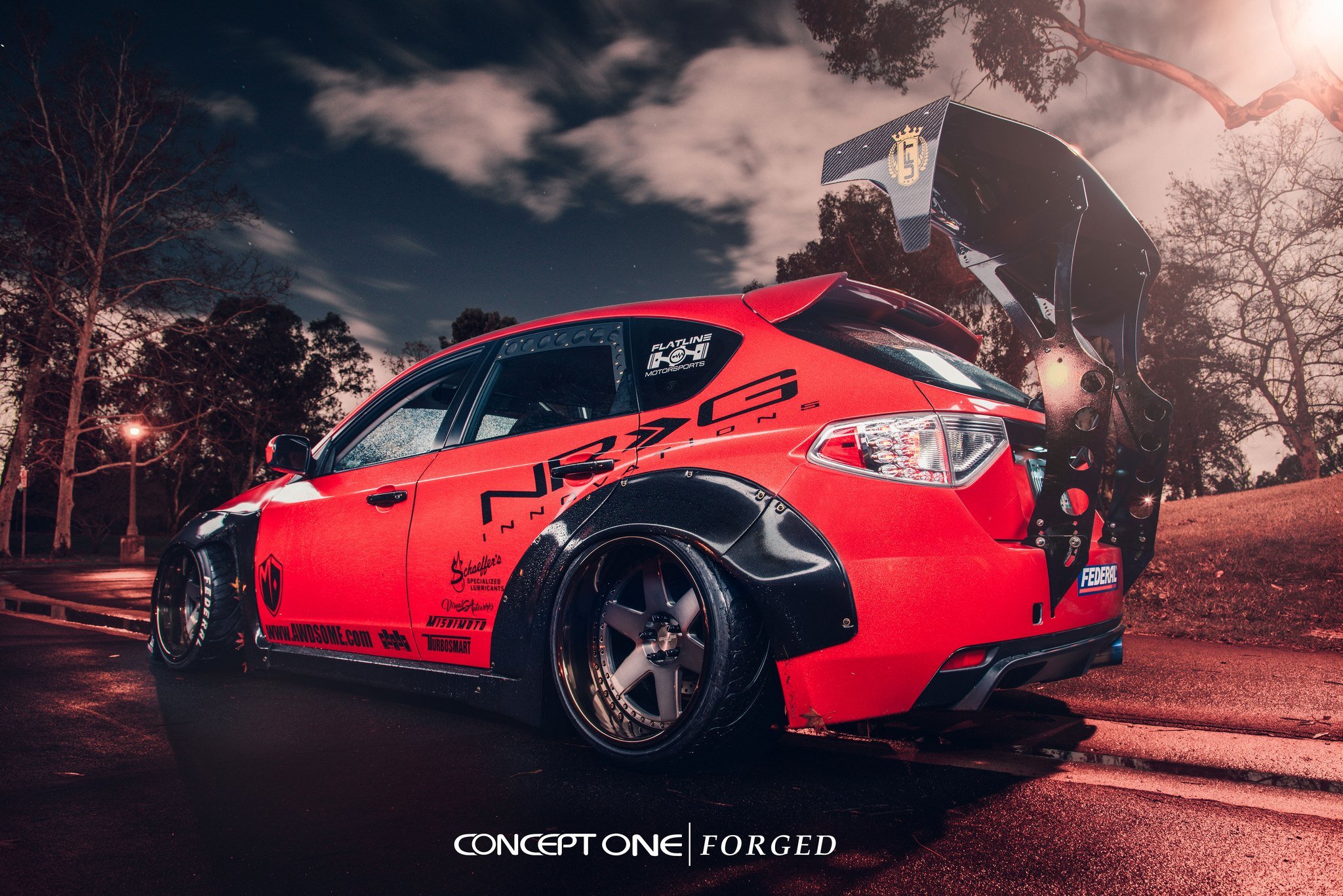 Heavily Modified Custom Red Subaru WRX on Forged Rims | CARiD.com Gallery