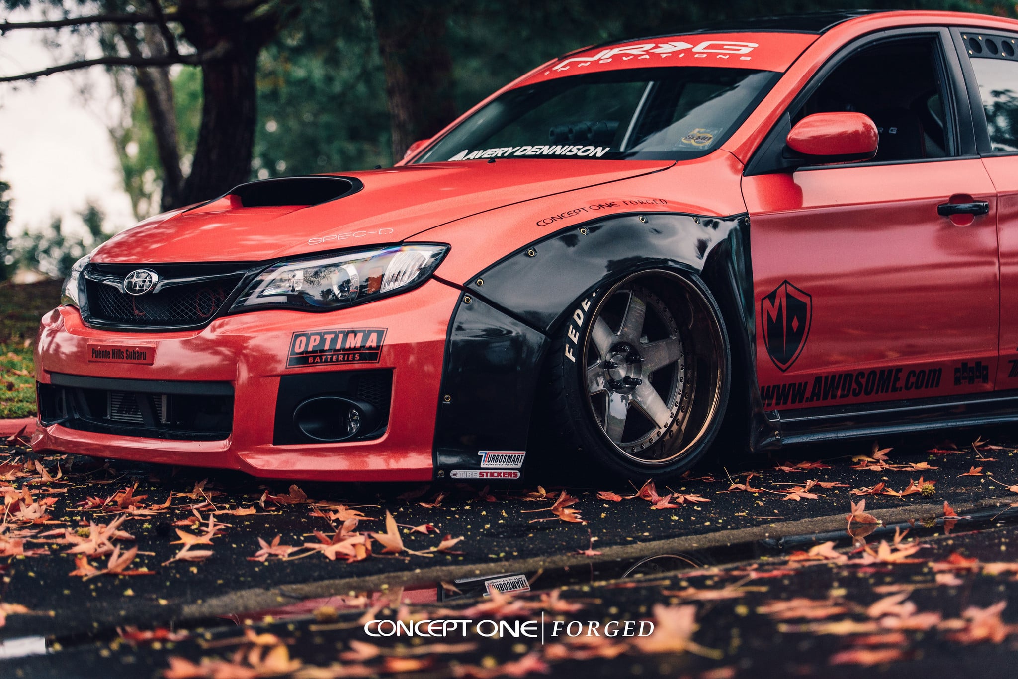 Heavily Modified Custom Red Subaru WRX on Forged Rims | CARiD.com Gallery