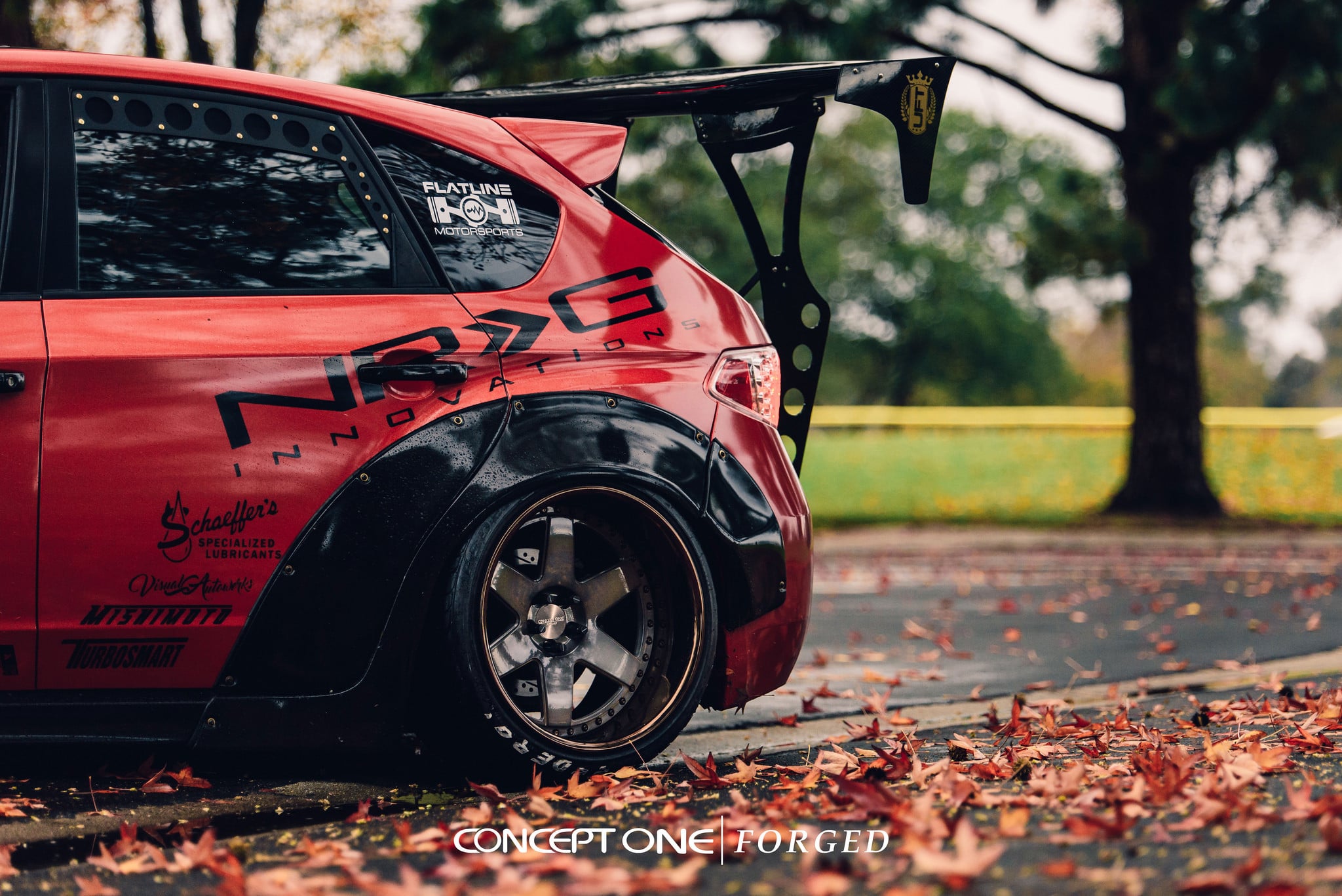 Heavily Modified Custom Red Subaru WRX on Forged Rims | CARiD.com Gallery