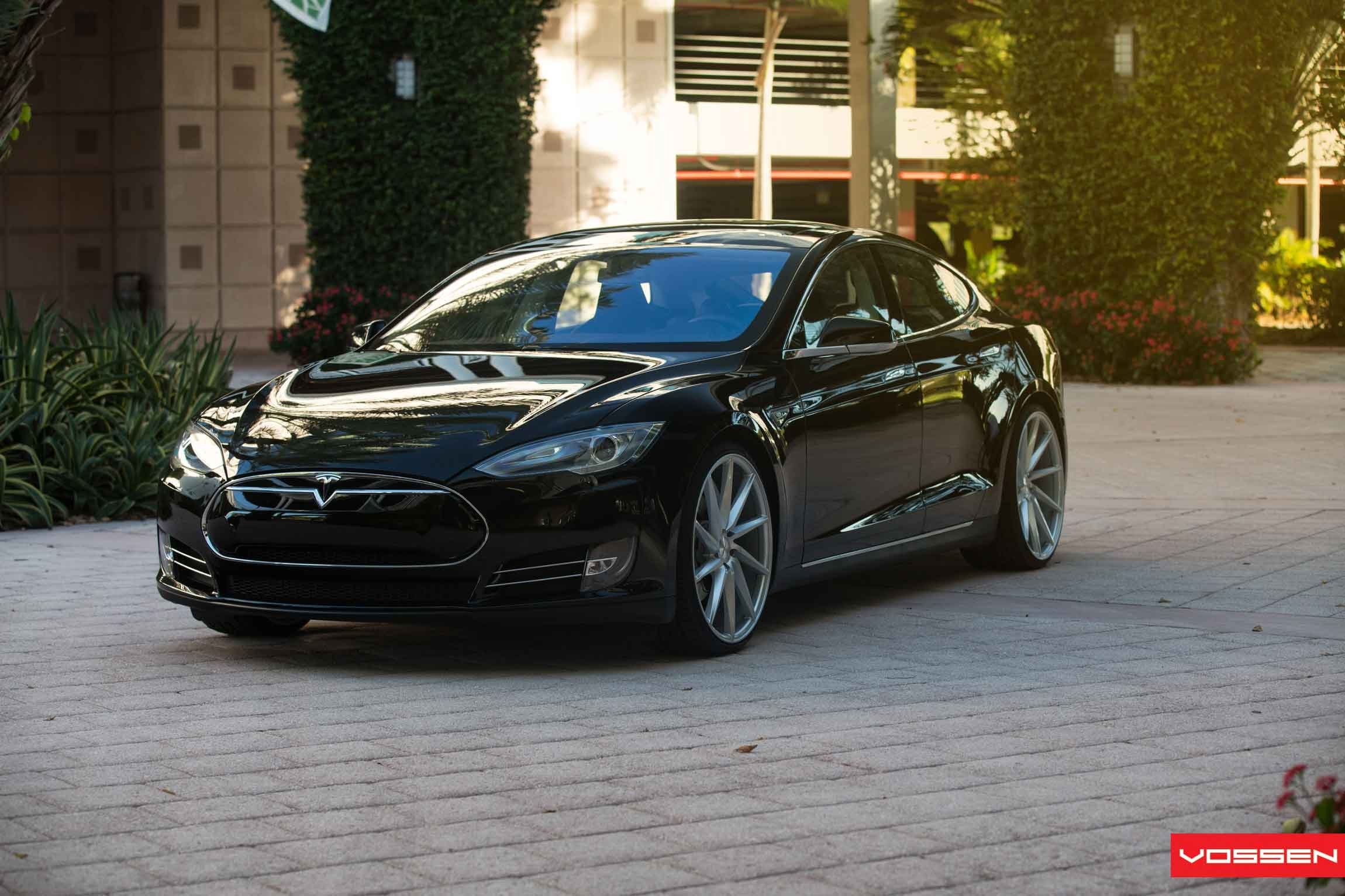 Custom Vossen Rims Giving a Luxurious Look to Black Tesla Model S ...