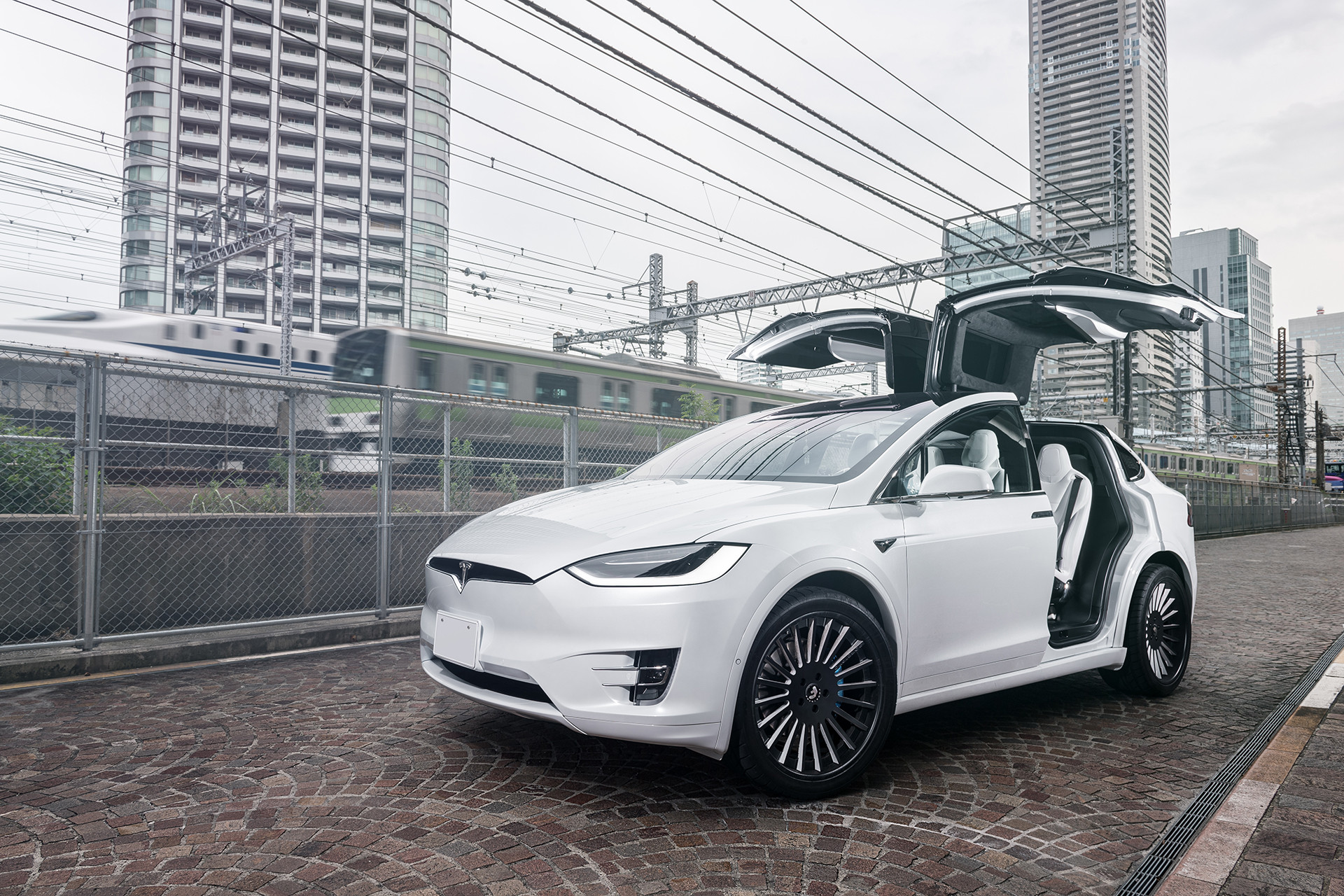 Futuristic Looks of White Tesla Model X on Black Matte Forgiato Wheels ...