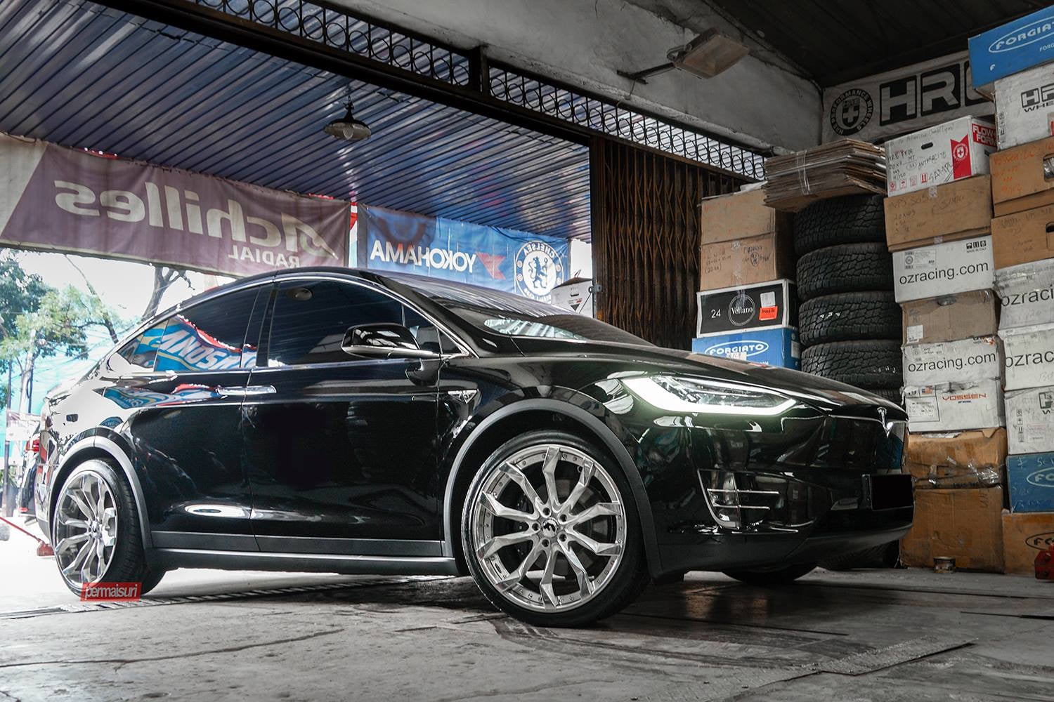 Impeccable Black Tesla Model X Shod in Chrome Wheels | CARiD.com Gallery