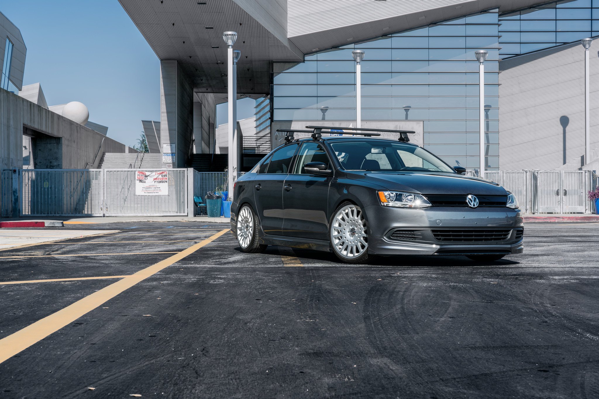 Graphite Gray Jetta Stanced on TSW Machined Custom Wheels | CARiD.com ...