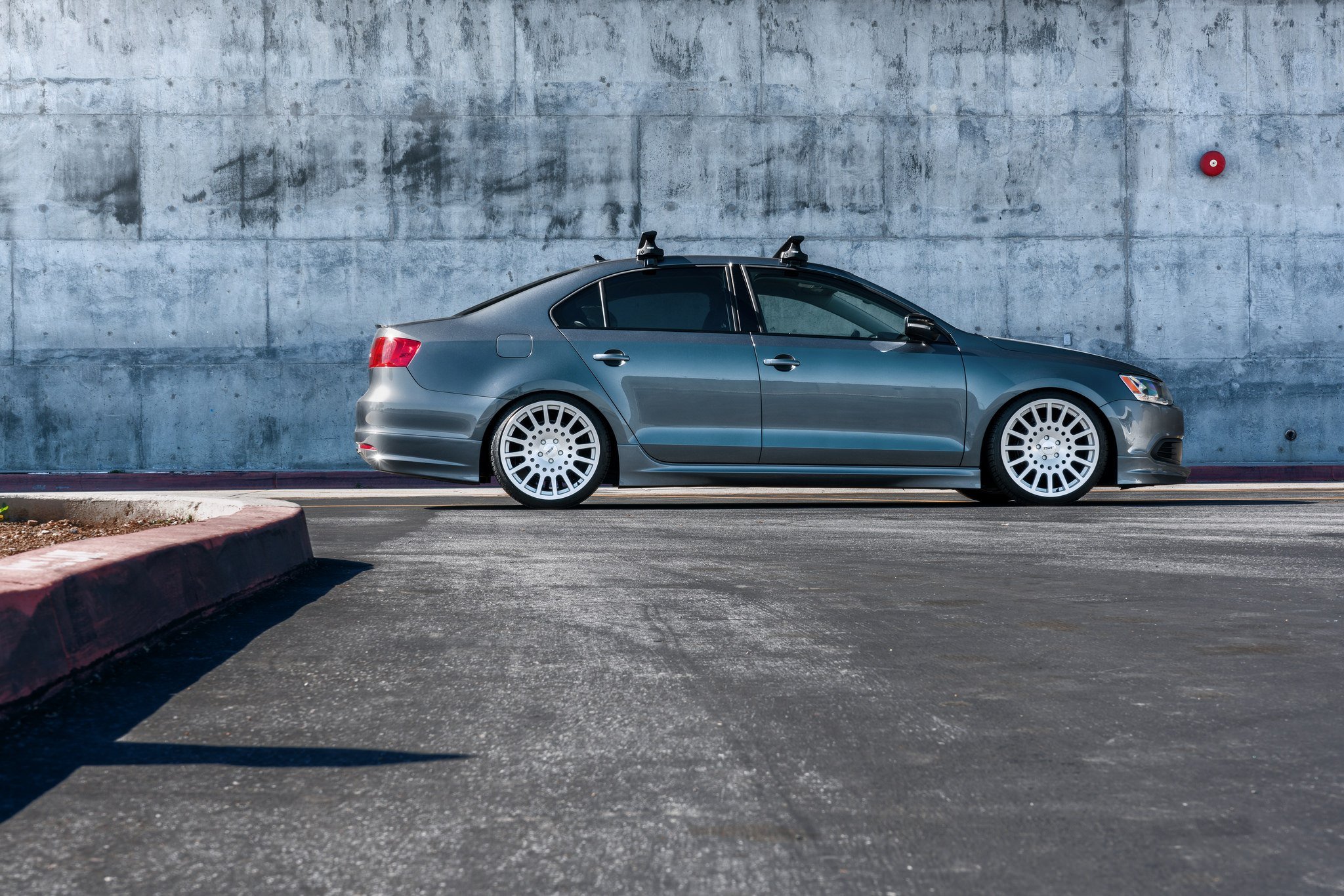 Graphite Gray Jetta Stanced on TSW Machined Custom Wheels | CARiD.com ...