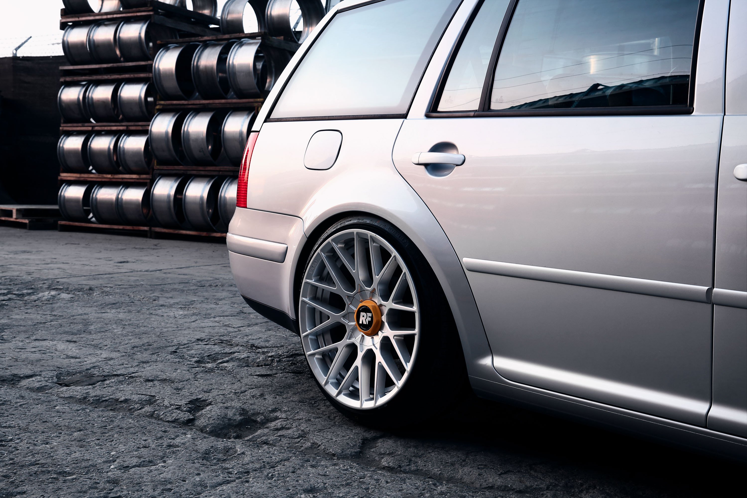 Silver VW Jetta Wagon Rolling on Polished Rotiform Wheels | CARiD.com ...