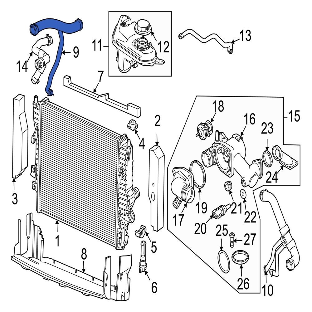 Jaguar OE C2C22265 - Upper Radiator Coolant Hose