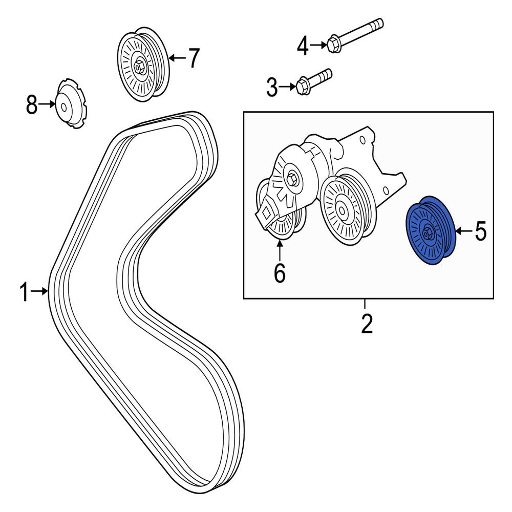 Jaguar OE C2D21157 - Lower Accessory Drive Belt Idler Pulley