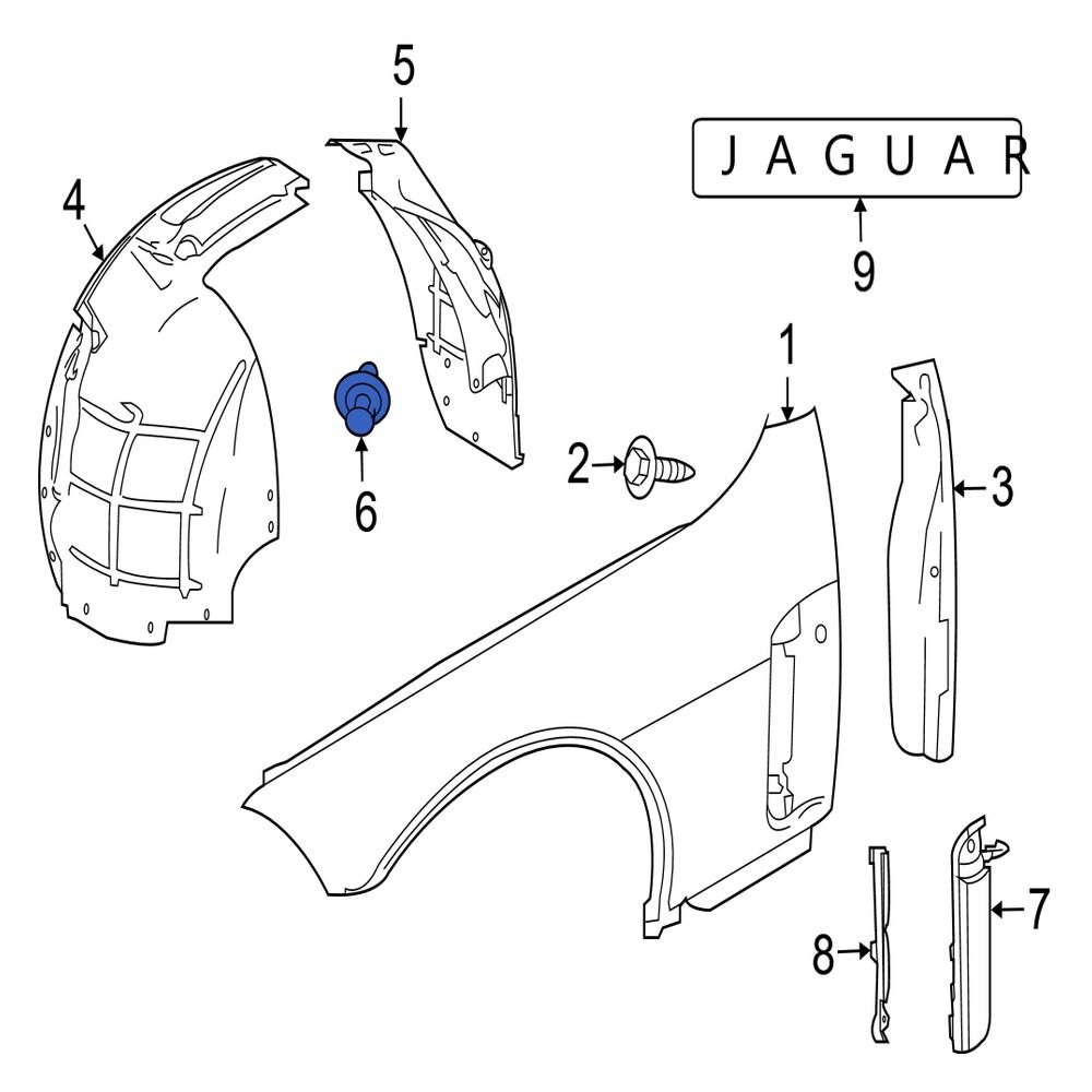 Jaguar OE C2C3564 - Fender Liner Retainer