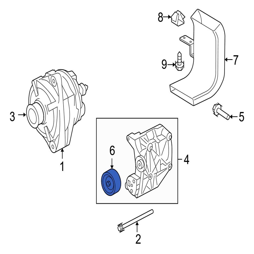 Jaguar OE C2D21157 - Lower Accessory Drive Belt Idler Pulley