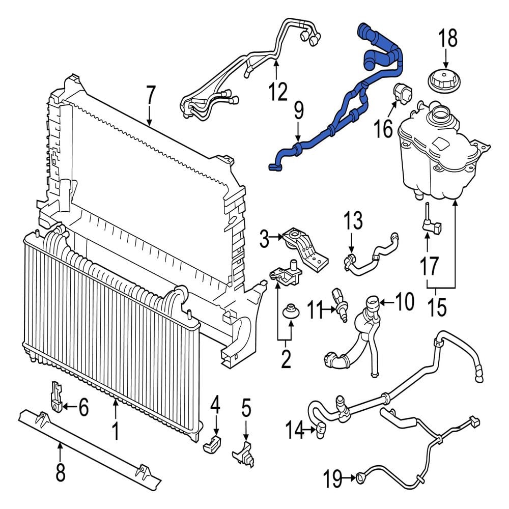 Jaguar OE T2H35980 - Upper Radiator Coolant Hose
