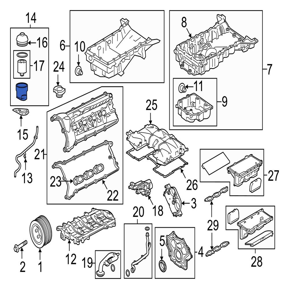 Jaguar OE AJ812351 - Engine Oil Filter Housing