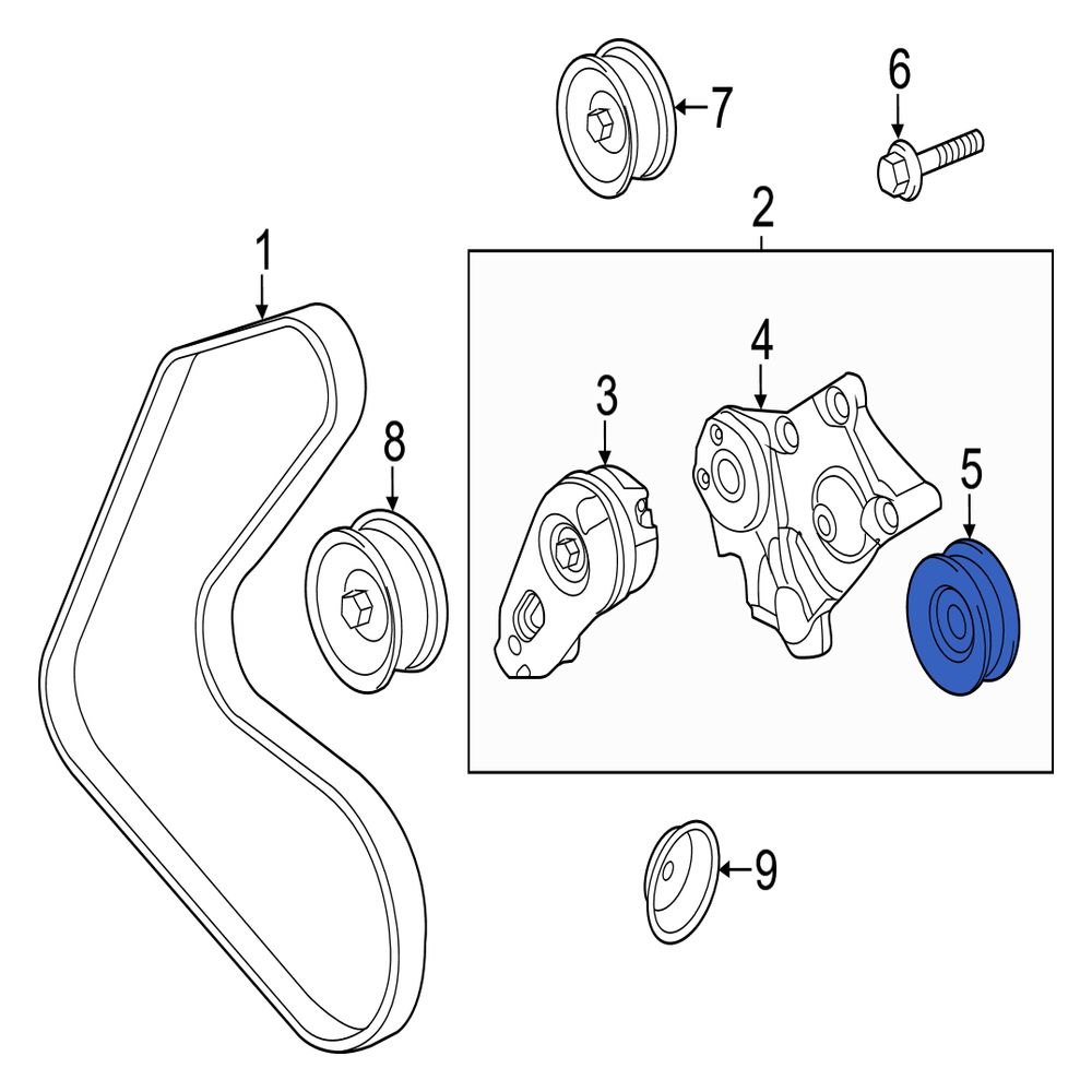 Jaguar OE C2D56037 - Right Accessory Drive Belt Idler Pulley