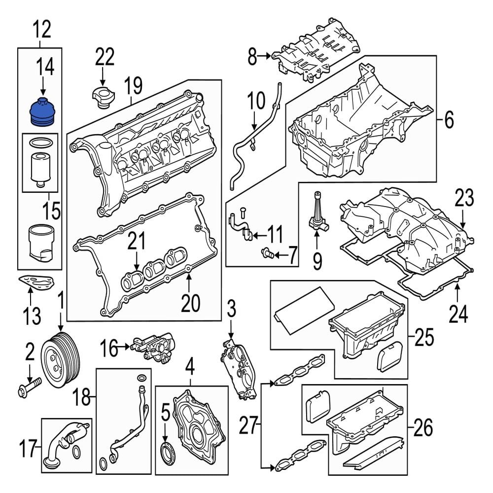 Jaguar OE C2D17615 - Engine Oil Filter Housing Cover