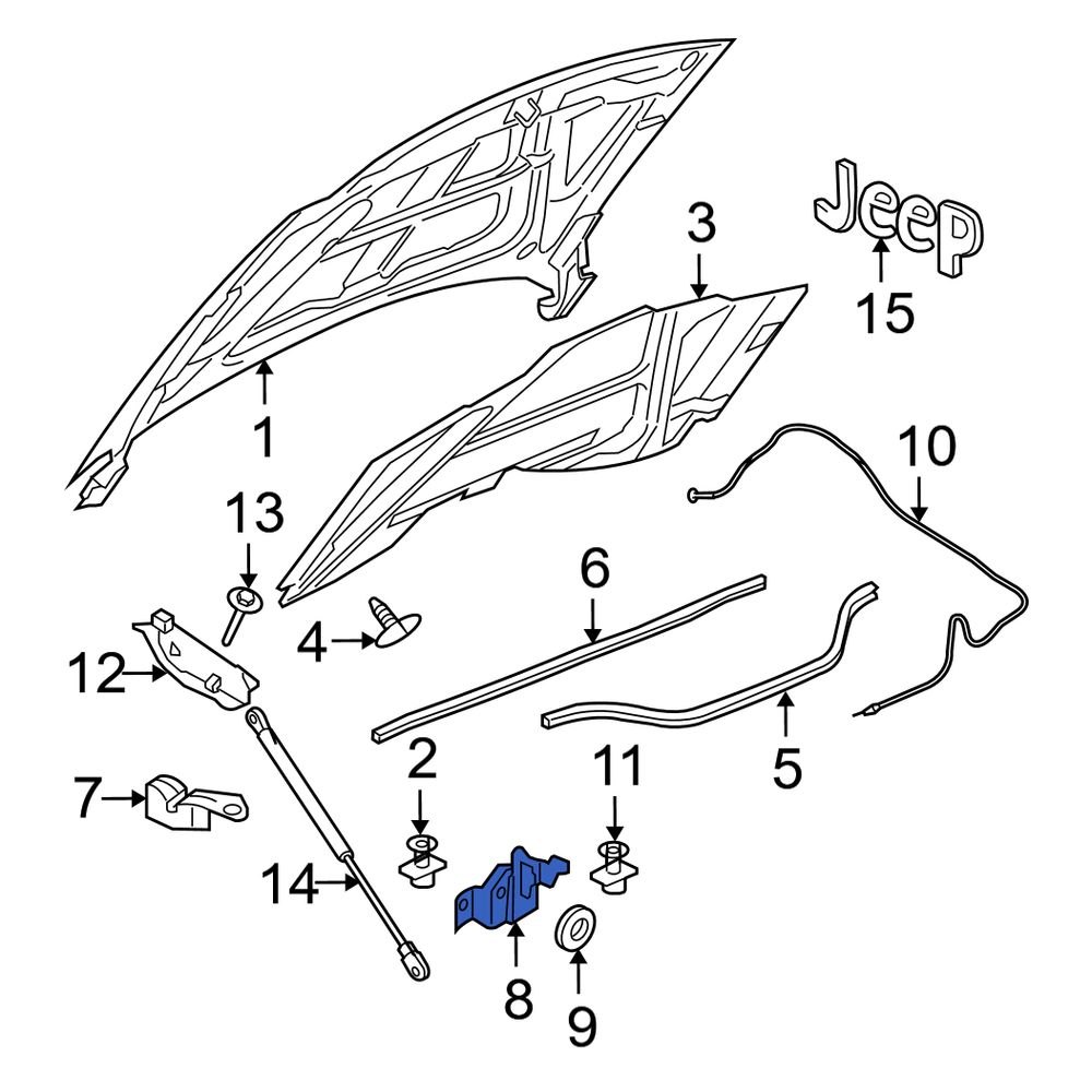 Jeep OE 55396247AF - Front Hood Latch