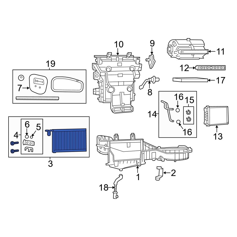 Jeep OE 68238602AB - A/C Evaporator Core