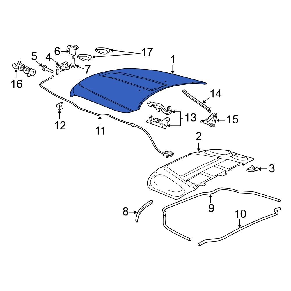 Jeep OE 68442519AA - Front Hood Panel