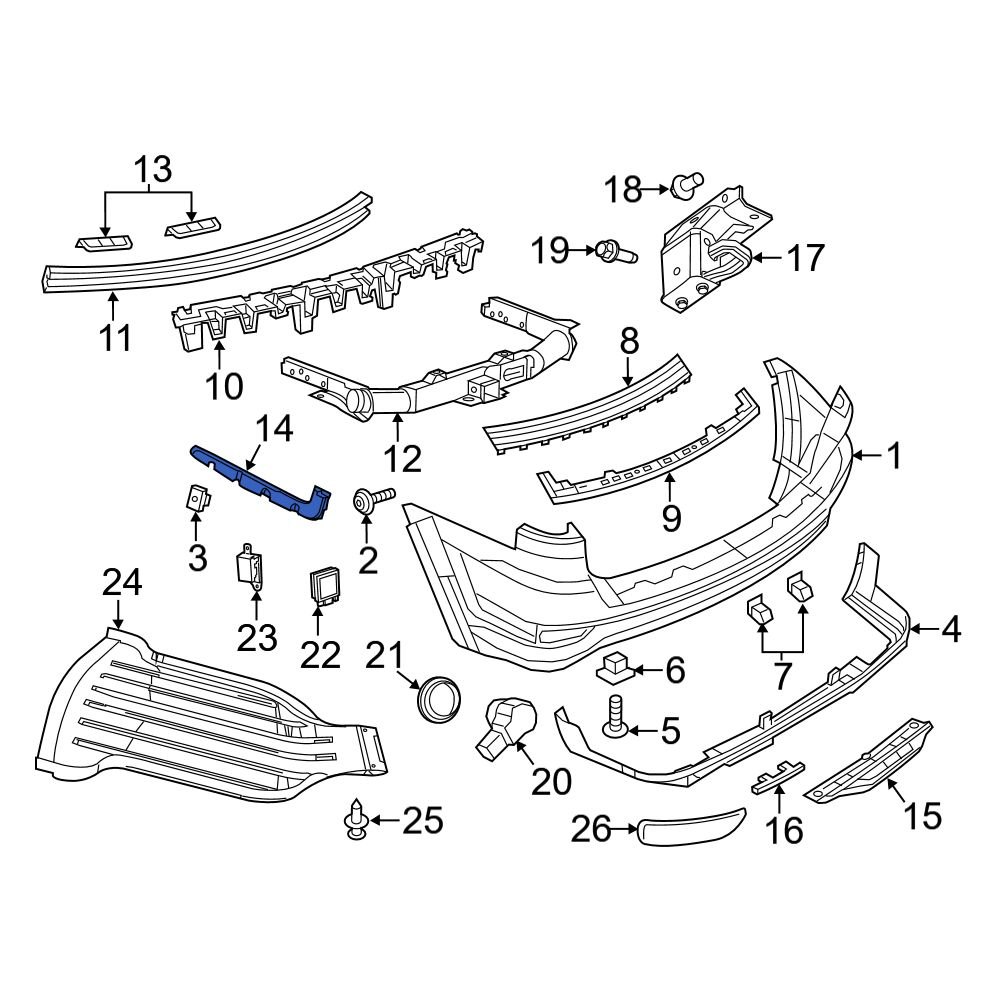 Jeep OE 55079222AI - Rear Right Bumper Cover Support Rail